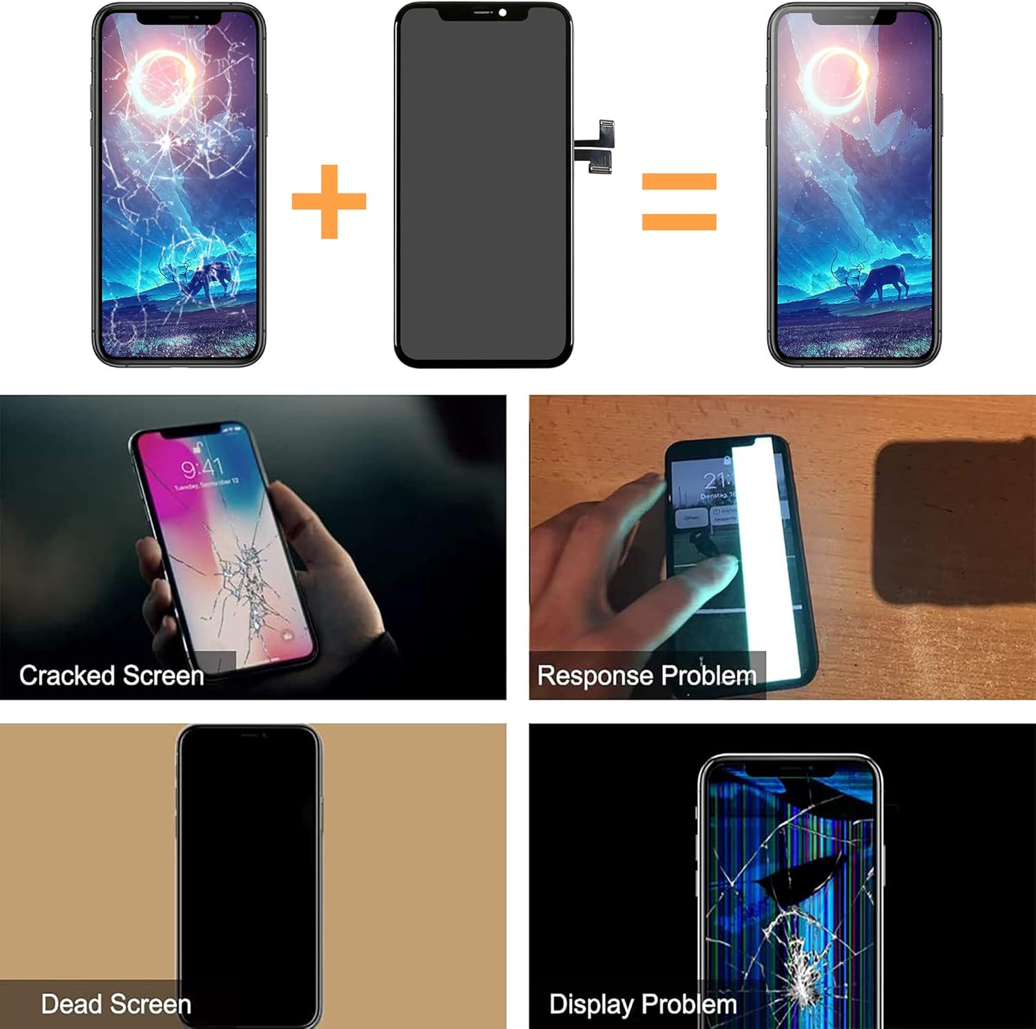 bokman for iPhone 11 Pro Black LCD Screen Replacement Parts Display ...