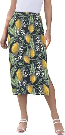 Amazon.com: Hand Drawn Citrus Fruits Elegant Lemons Women Midi Half ...