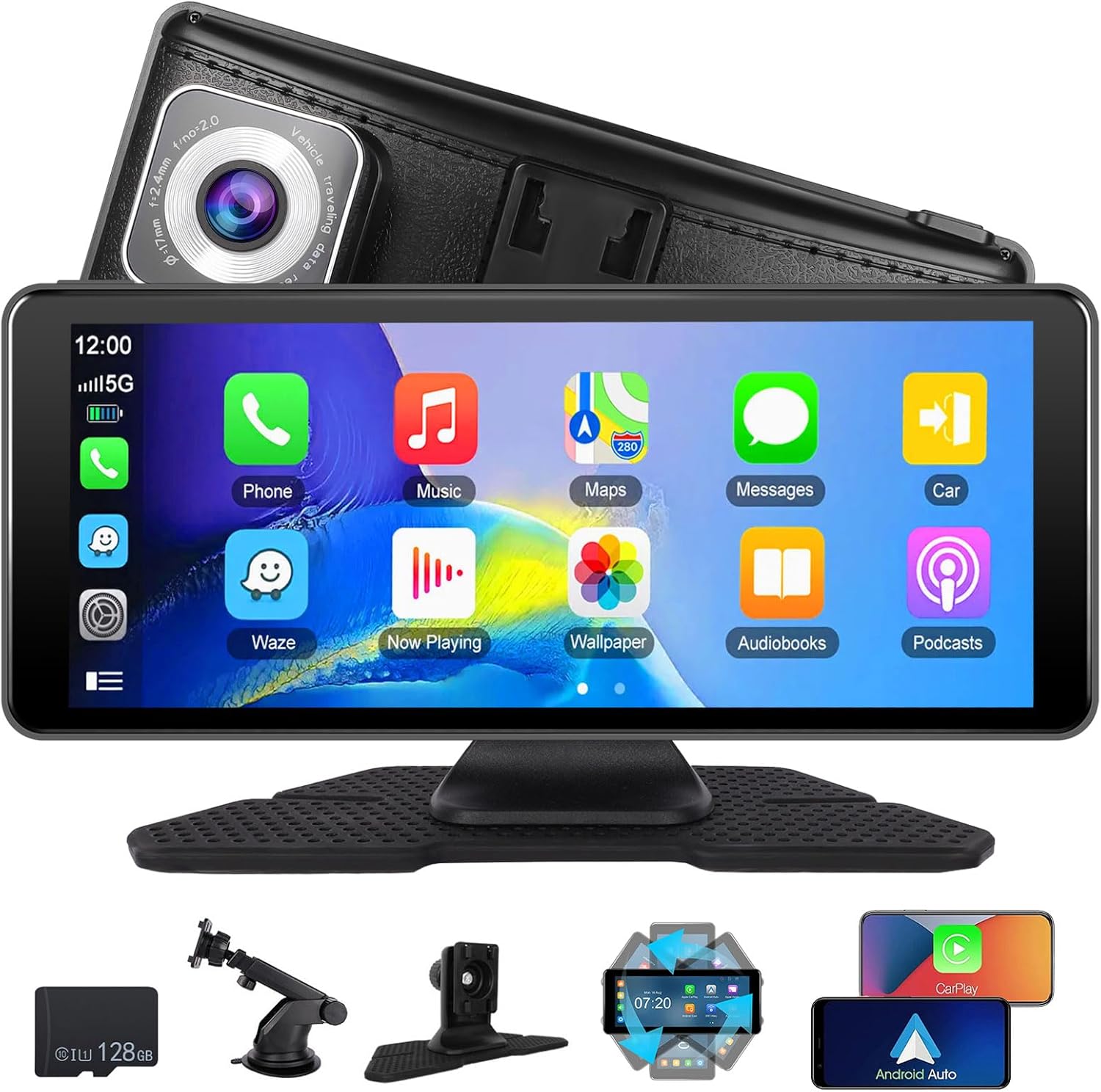 Amazon.com: Podofo Portable Car Stereo with Wireless Carplay Android ...