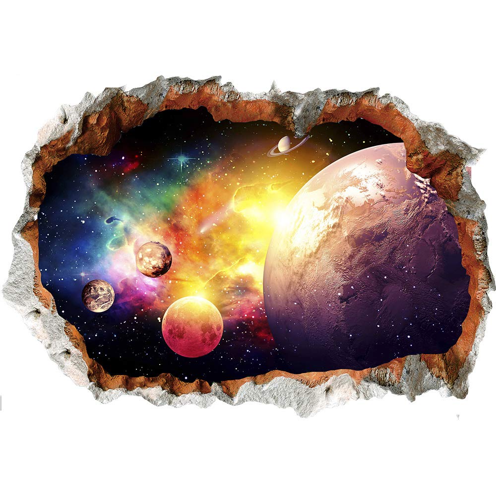 Amazon.com: HERRA 3D Planet Universe Galaxy Outer Space Wall Decal ...