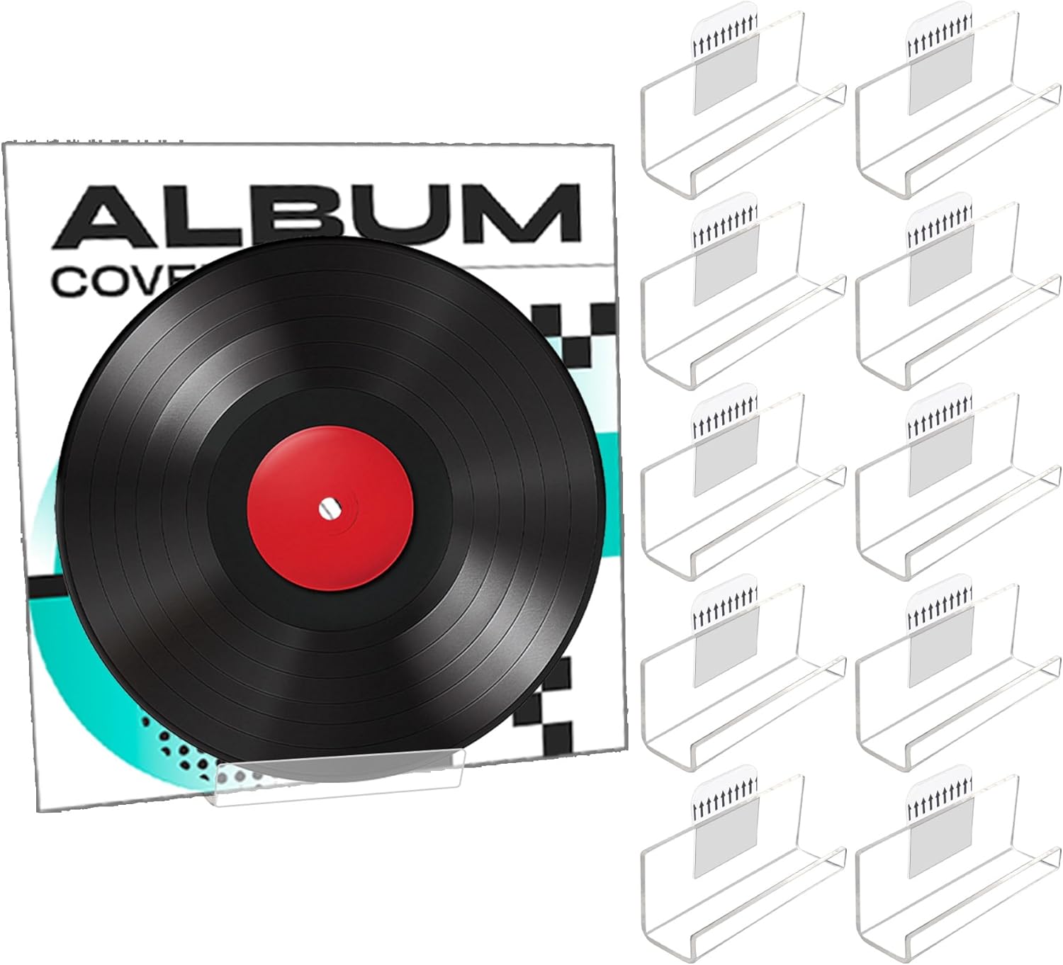 Dmnnlp 10 Pack Acrylic Vinyl Record Shelves, Clear Wall Mount Display ...