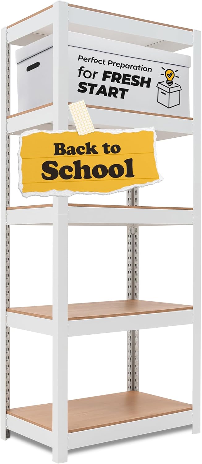 HOMEDANT House Metal Shelving Unit with Laminated Clean Board ...