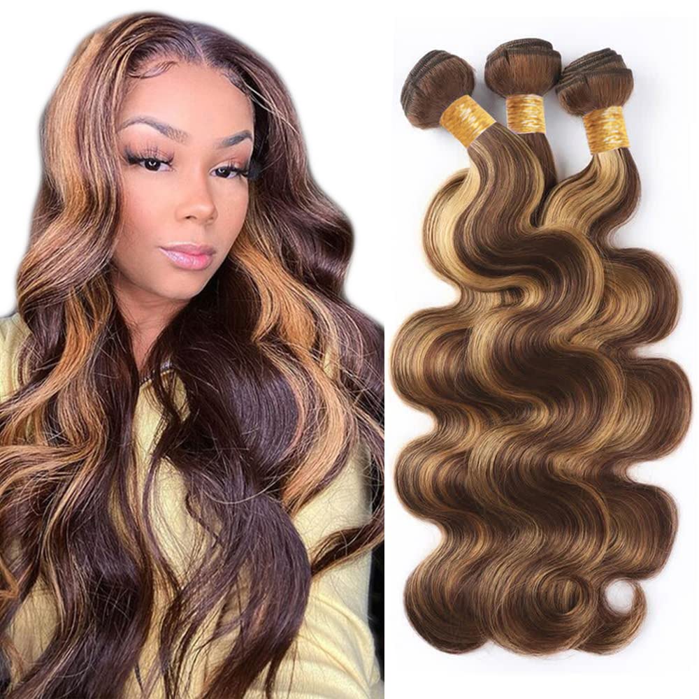 Amazon.com: Highlight Body Wave 3 Bundles 100% Unprocessed Virgin Body ...