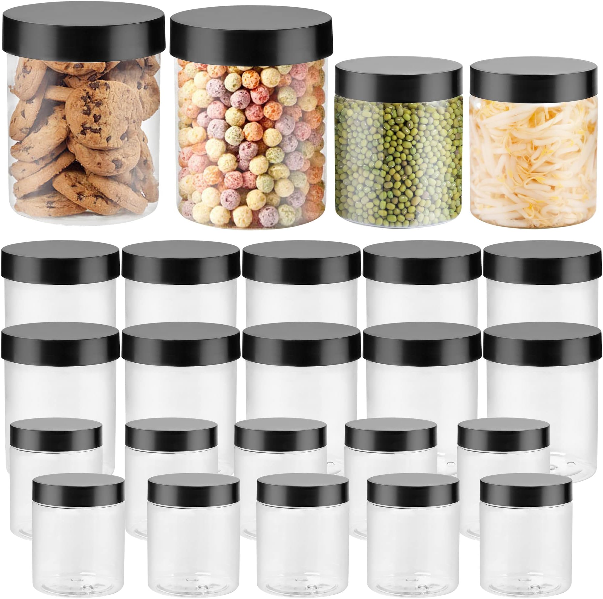 Amazon.com: LEXININ 24 PCS 16oz Round Clear Plastic Jars with Lid ...