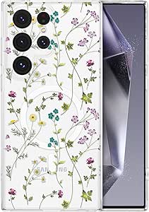 Amazon.com: RALEAVO for Samsung Galaxy S24 Ultra Case Compatible with MagSafe Clear Floral Case ...