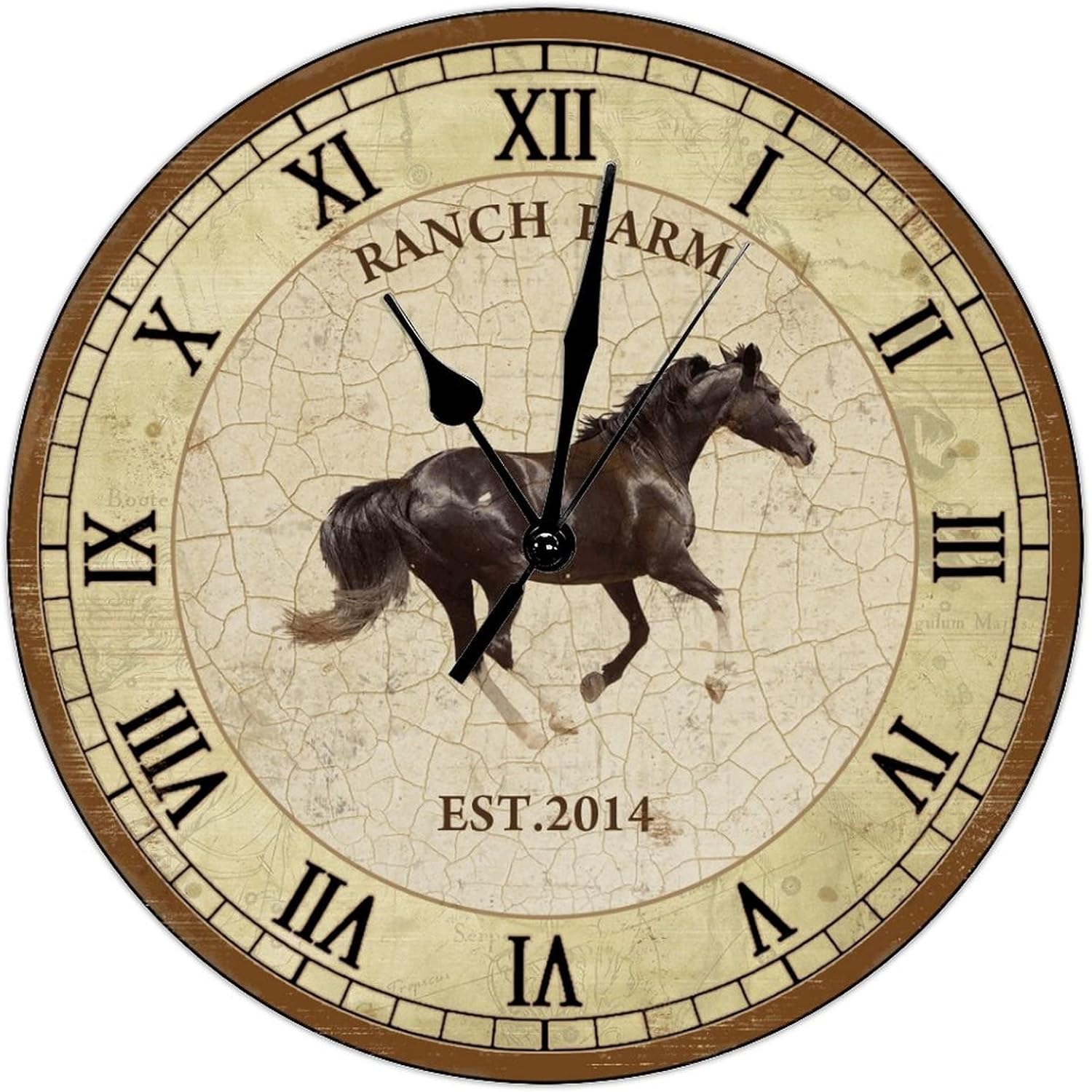Amazon.com: Farmhouse Black Horse Lodge Wall Clock Ranch Farm Date ...