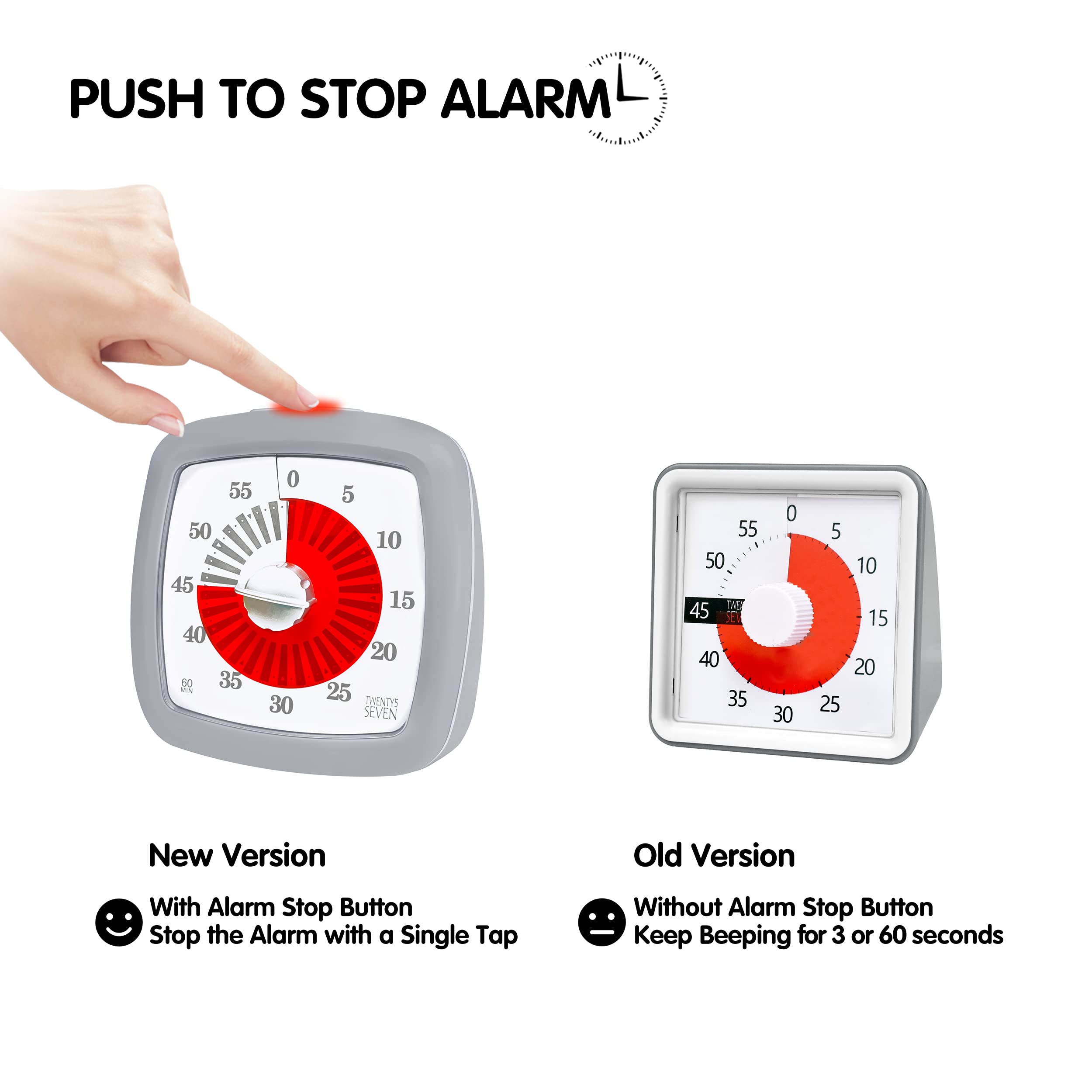 TWENTY5 SEVEN Countdown Timer 4 inch with Alarm Stop Button. 60 Minute ...