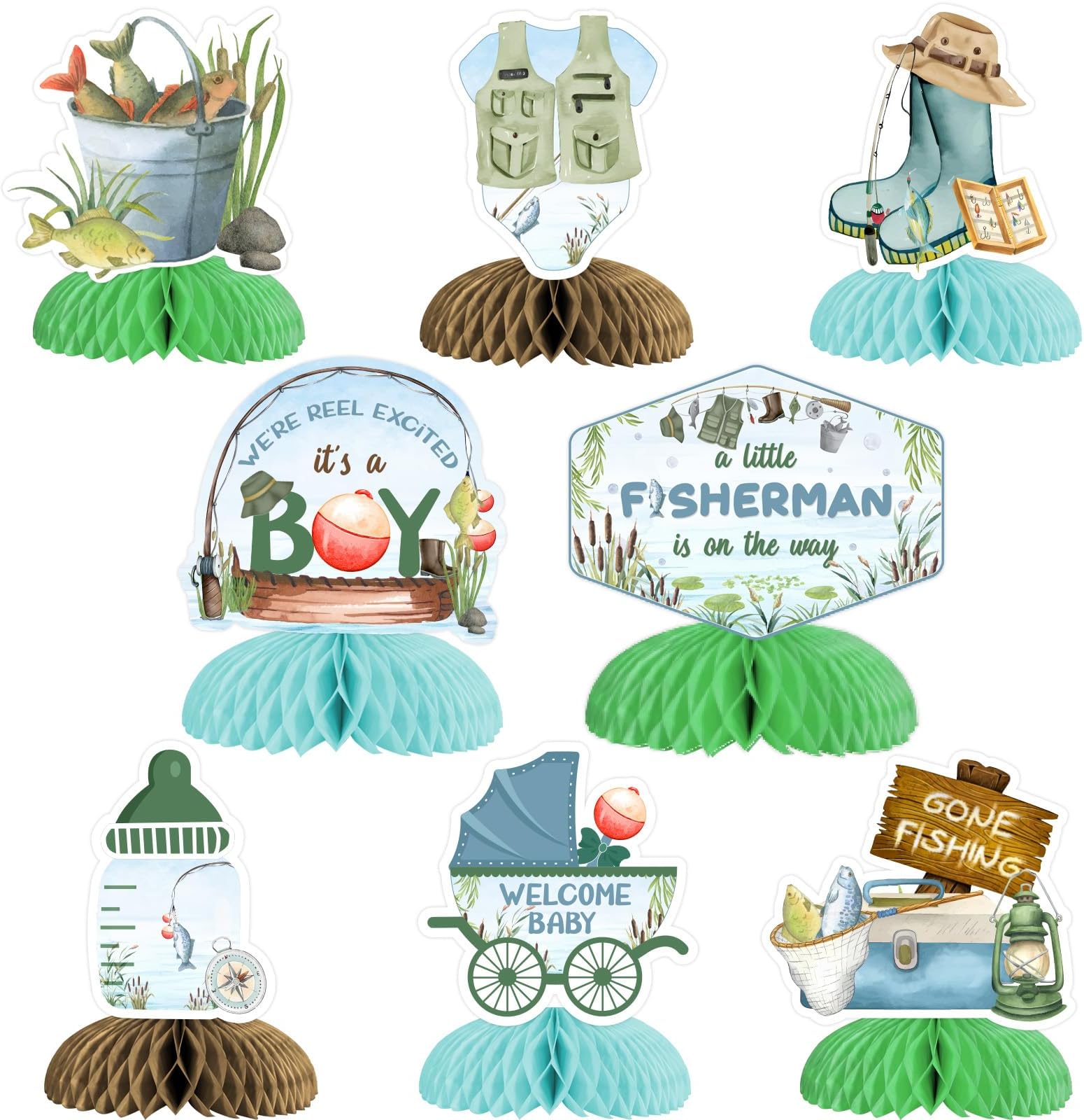 Amazon.com: Fishing Baby Shower Decorations Centerpieces Fishing ...