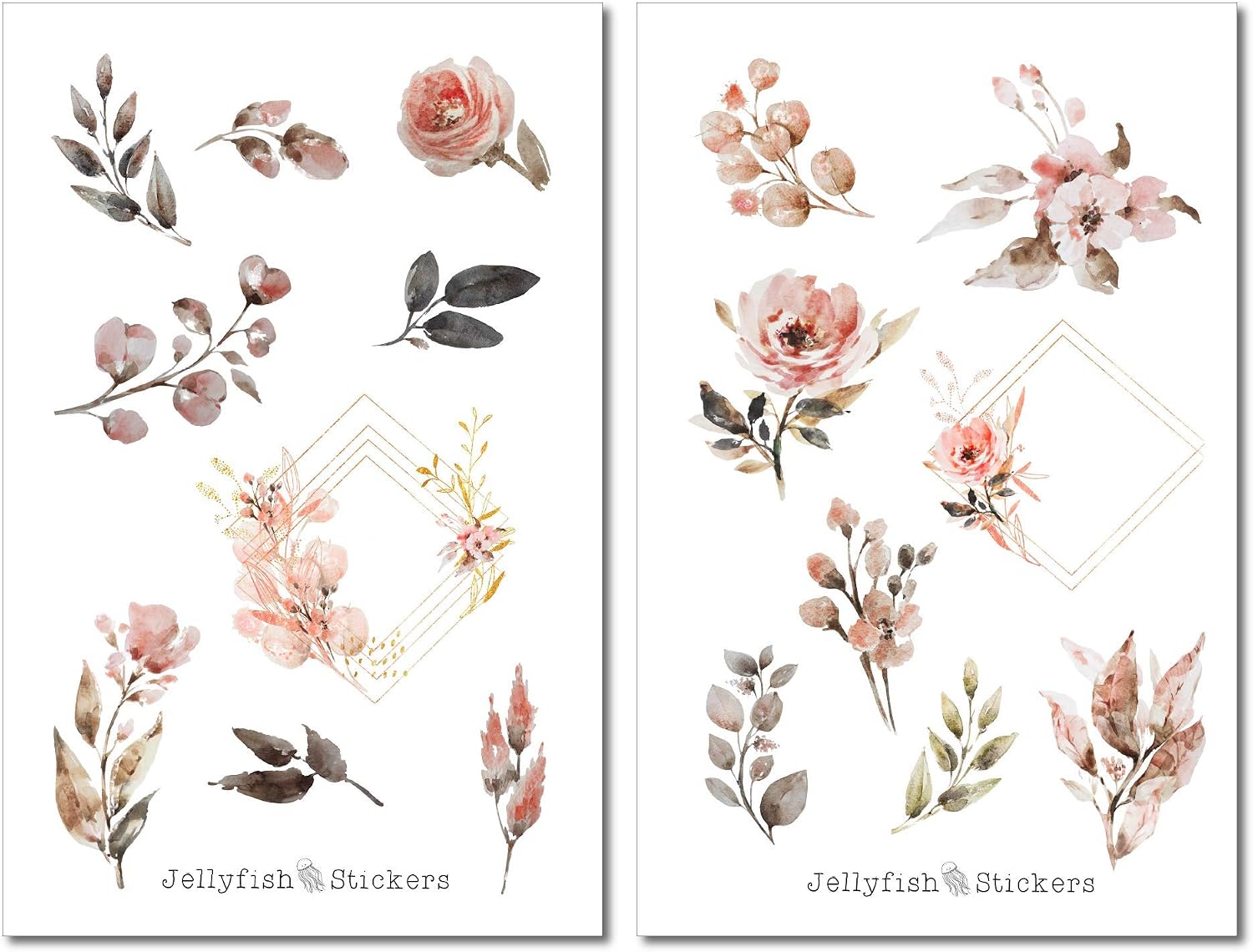 Goldene Rosen Sticker Set | Florale Aufkleber | Journal Sticker ...
