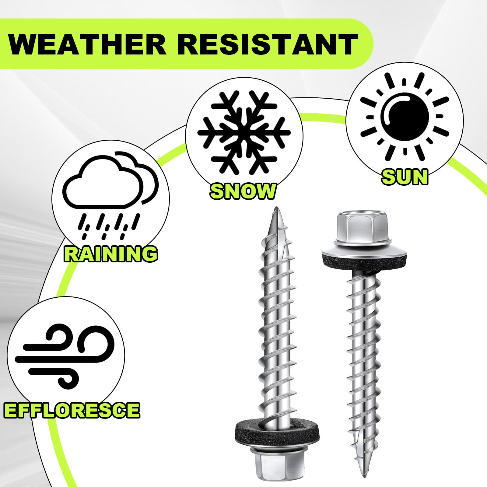 Snapklik.com : Tandefio Metal Roofing Screws (500) 10 X 1-1/2" Zinc Hex ...