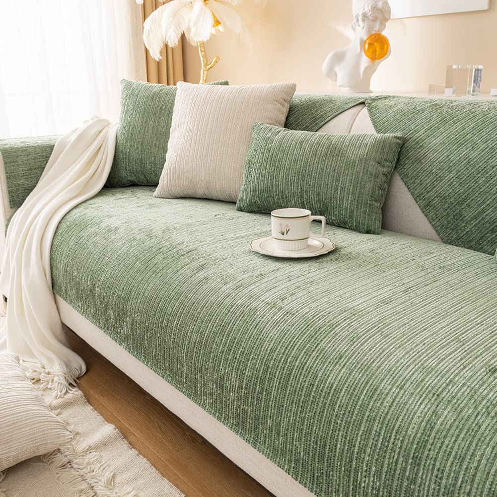 Amazon.com: vctops Soft Chenille Sofa Couch Cover Solid Color Striped ...