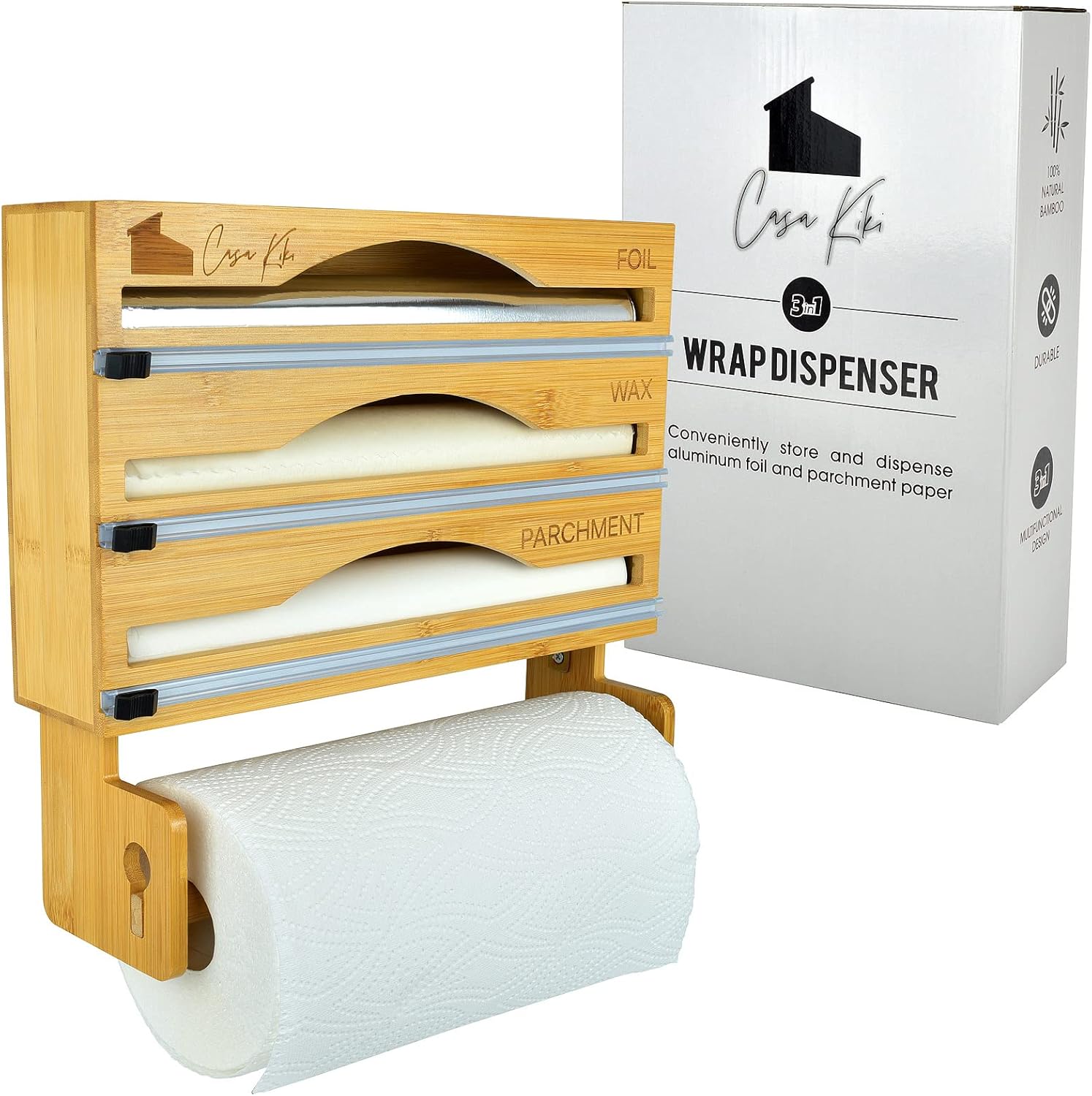 Amazon.com: Casa Kiki 3 in 1 Wrap Dispenser with Cutter & Paper Towel ...