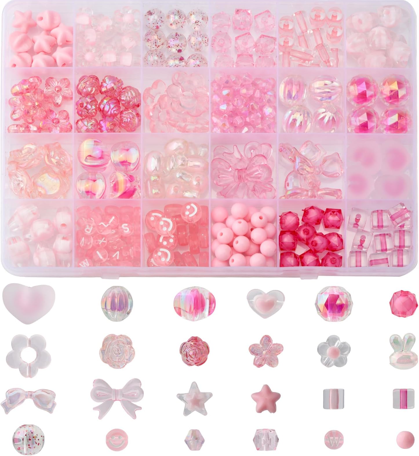 Amazon.com: CHGCRAFT 279Pcs 24Style Pink Acrylic Beads Assorted Beads ...