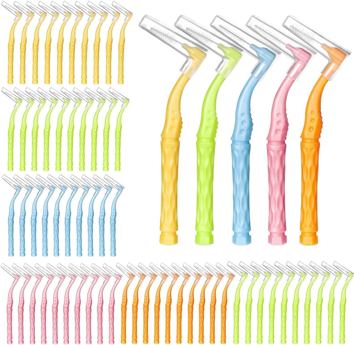 120PCS Interdental Brush, L-Shaped Soft Dental Floss Brushes Toothpick ...