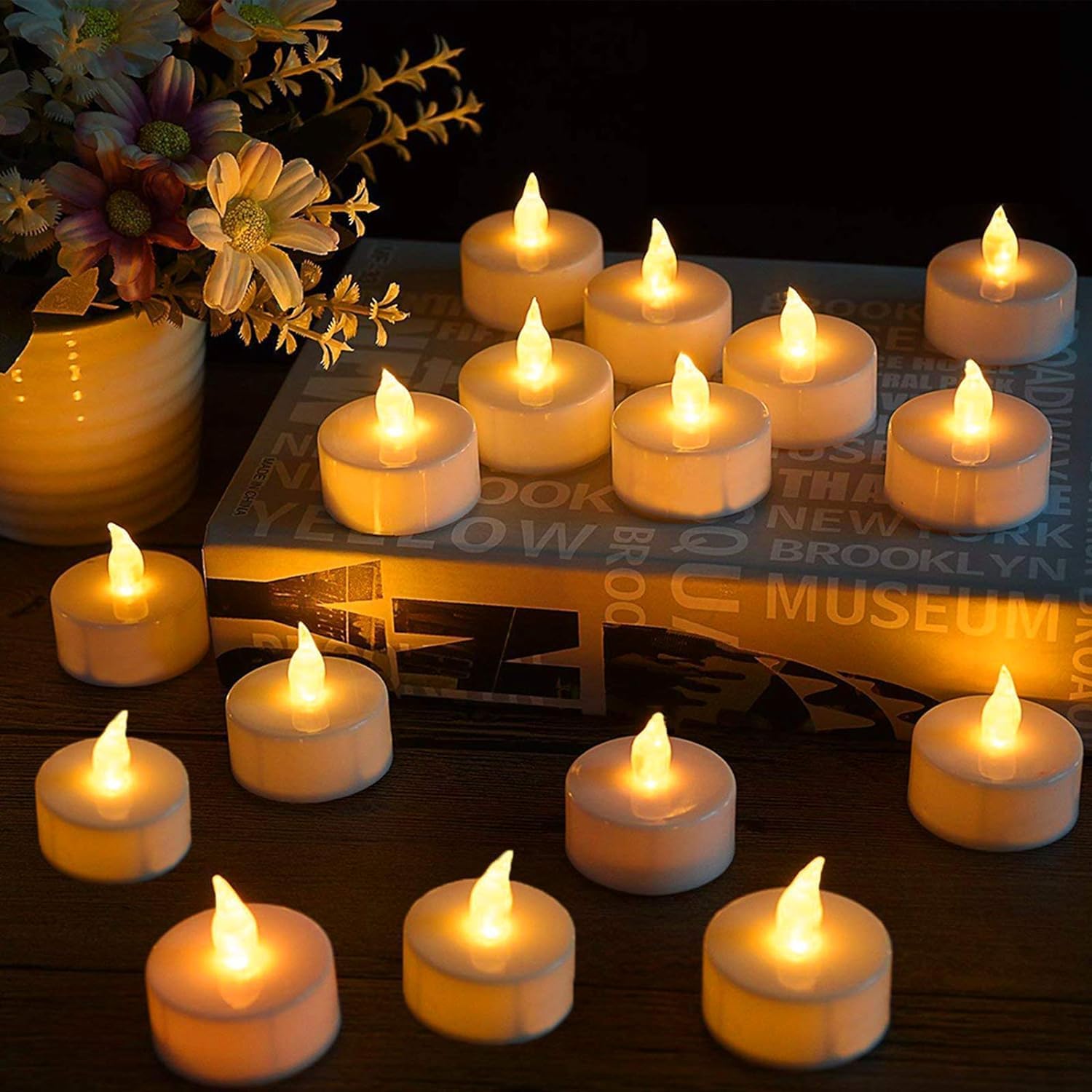 FANSIR LED Tea Light Candles, 50 Pack Flameless Candle Lights Battery ...