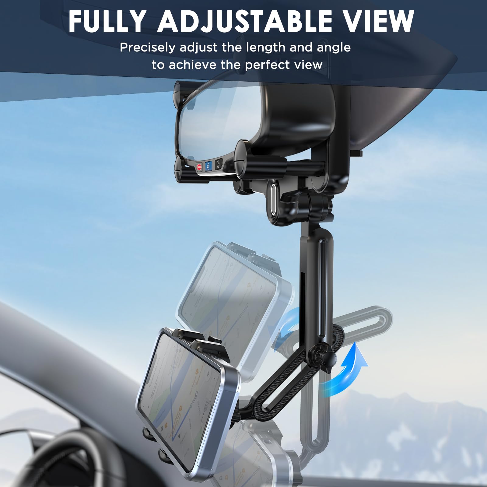 Snapklik.com : IPOW Large Rearview Mirror Phone Holder For Car ...