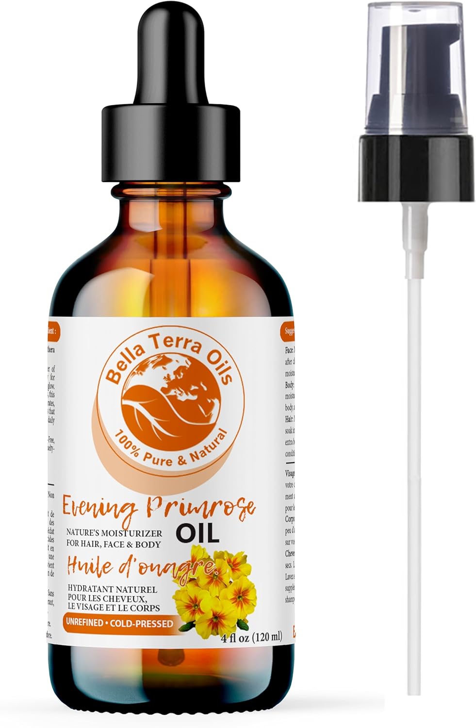 Evening Primrose Oil 120ml | Organic Vitamin E & GLA Oil Moisturizes ...