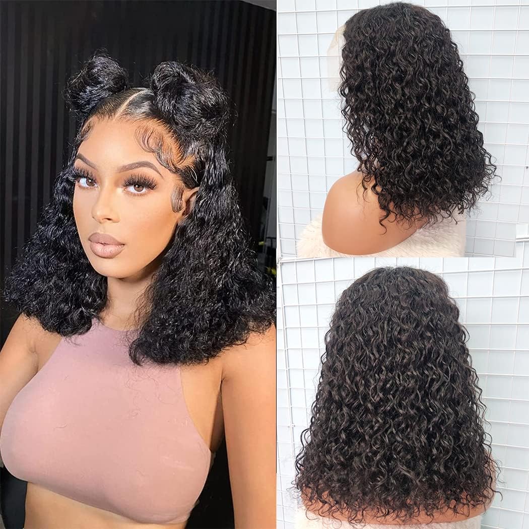 Amazon.com : SWEETGIRL 16 Inch Curly Bob 13x4 Lace Front Wigs Human ...