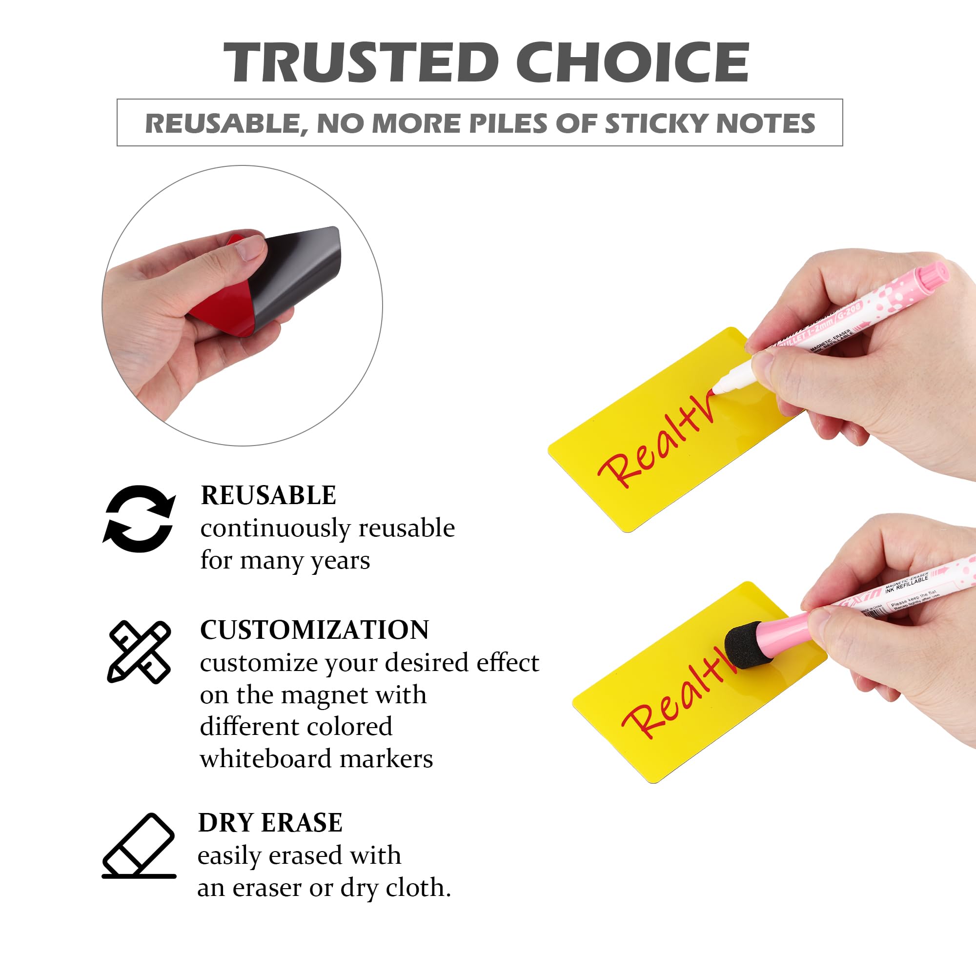 Snapklik.com : Yellow Magnetic Strips Dry Erase 2 12 10 Pcs, Reusable ...