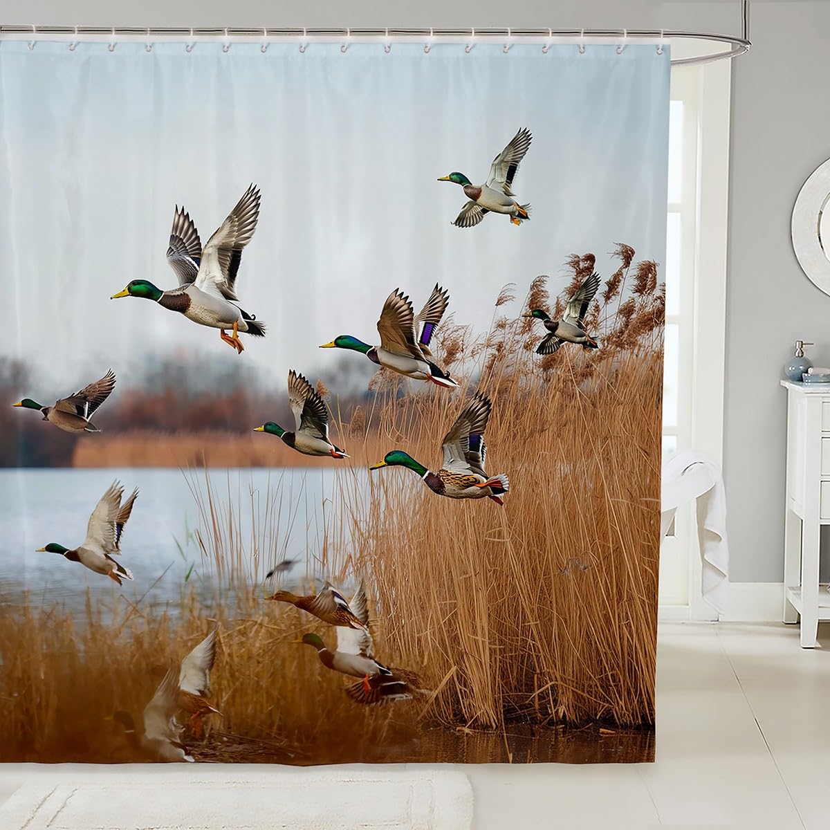Amazon.com: Erosebridal Mallard Duck Shower Curtain Duck Hunting Themed ...