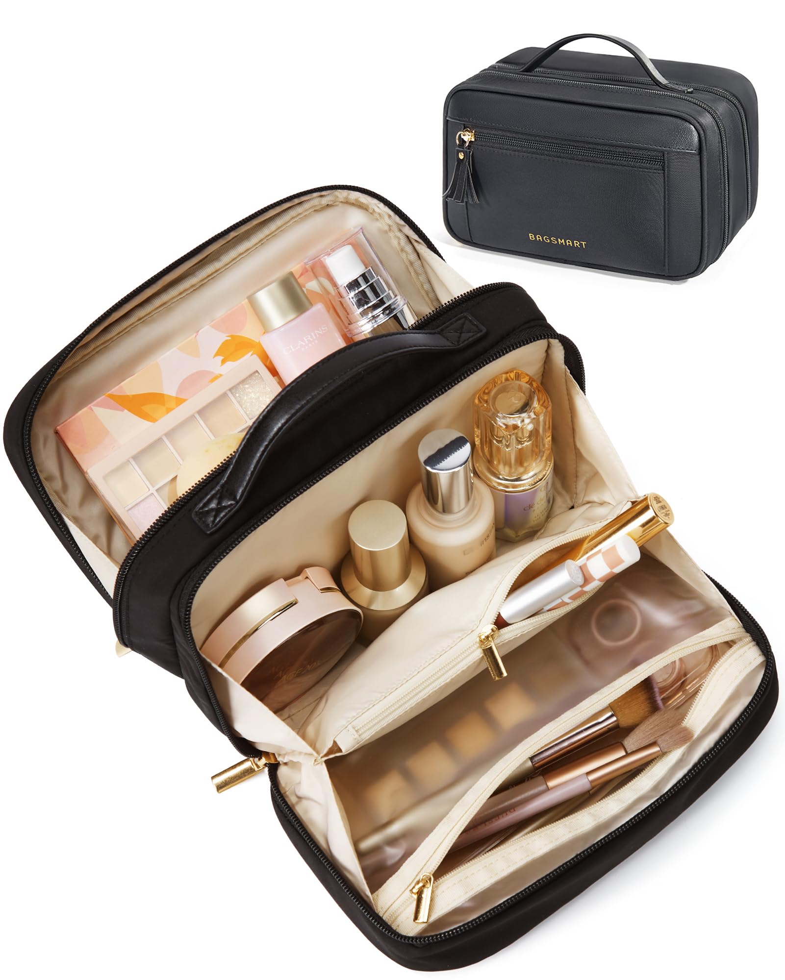 Amazon.com : BAGSMART Travel Makeup Bag Large Capacity Cosmetic Bag ...