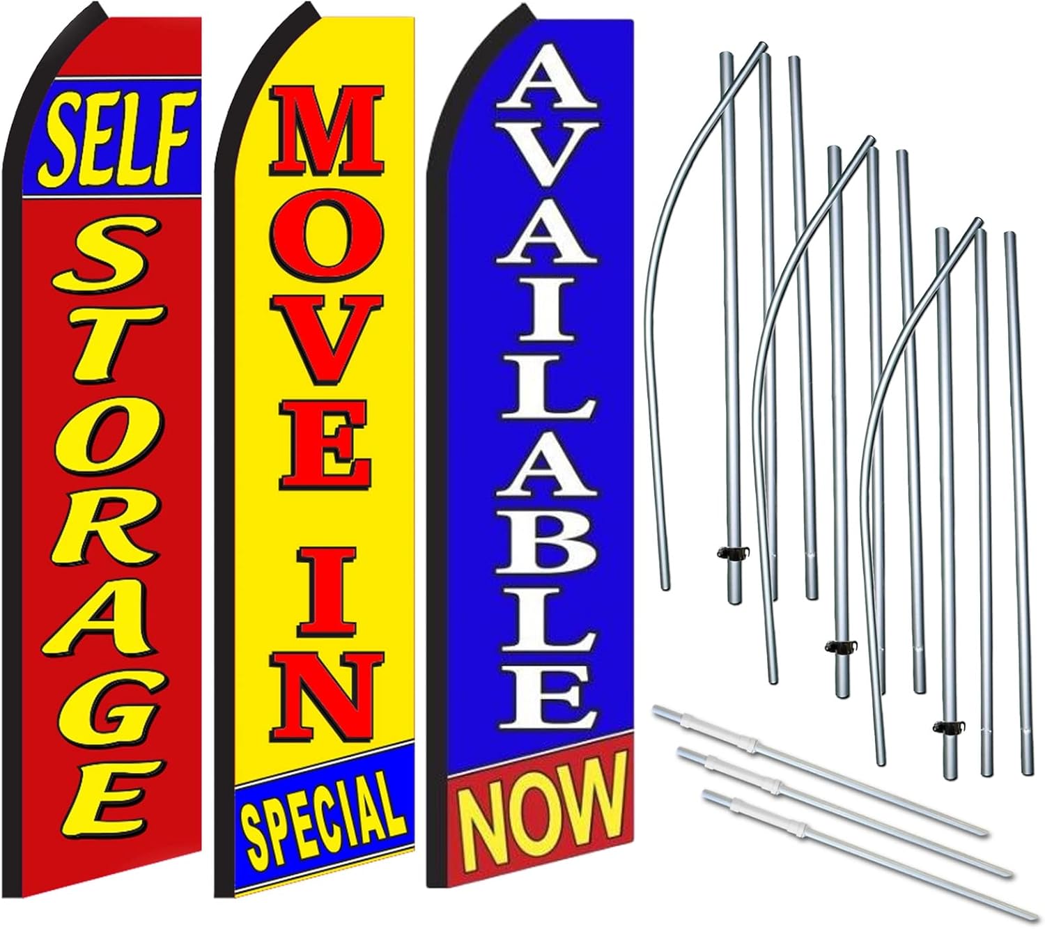 Amazon.com: Self Storage/Move in Special/Available - 3 Pack of Swooper Feather Flag Sets ...