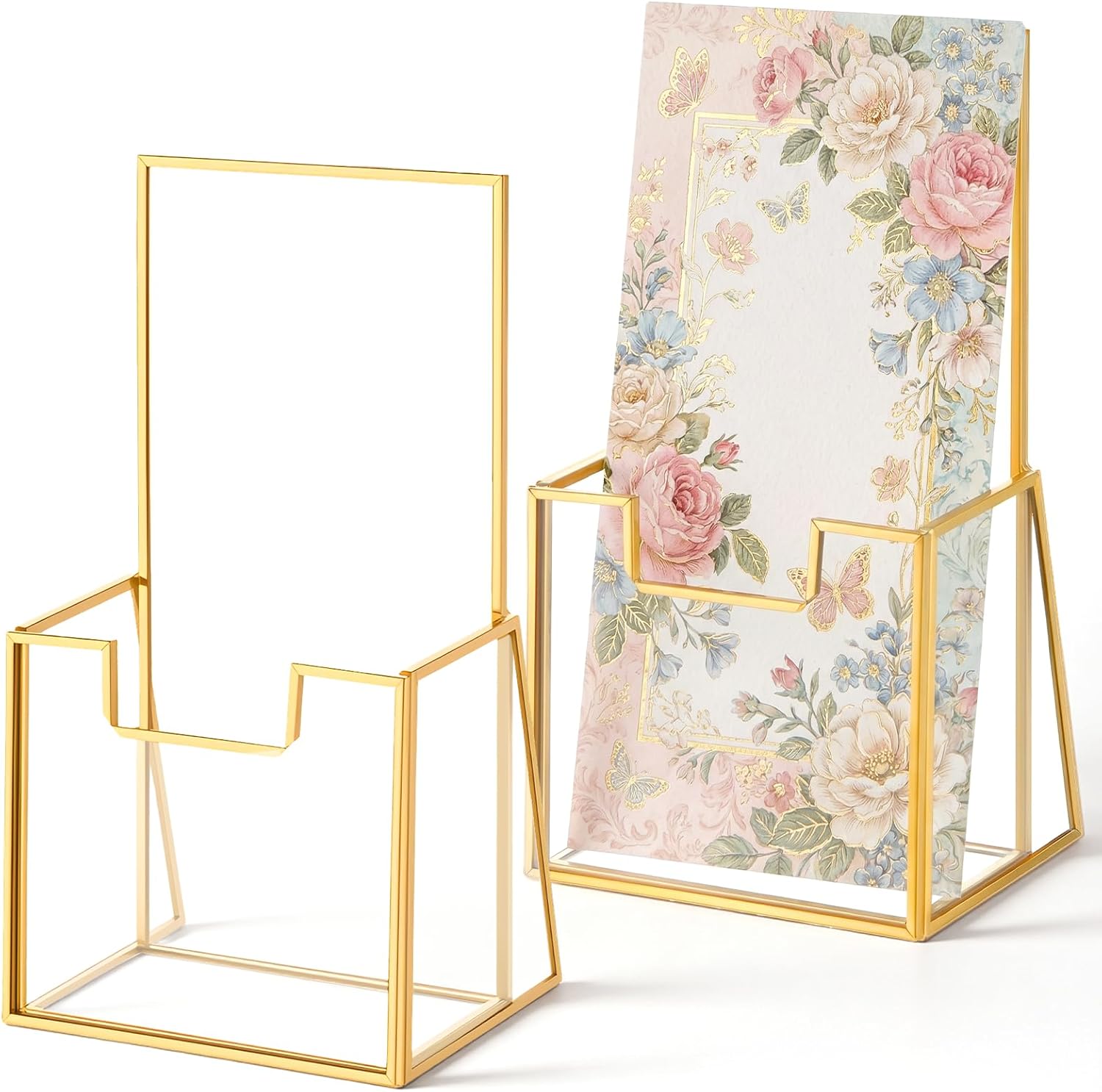 Amazon.com : IANFAN 2 Pcs Gold Glass Brochure Holder Stand, 4 Inch Wide ...
