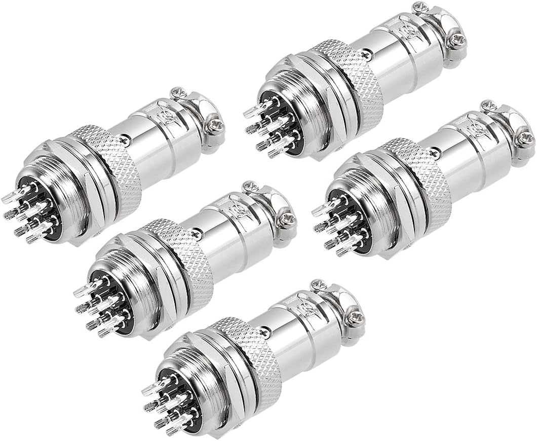 Amazon.com: uxcell 5pcs Aviation Connector Plug, 16mm 8P 5A 125V 16M-8 ...