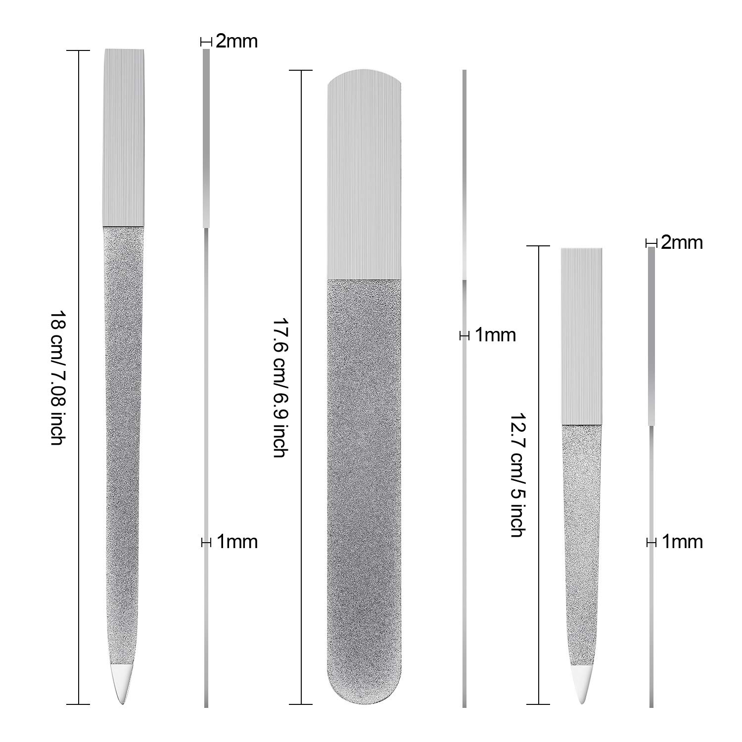 Buy 3 Pieces Diamond Nail File Set Stainless Steel Double Side Nail ...