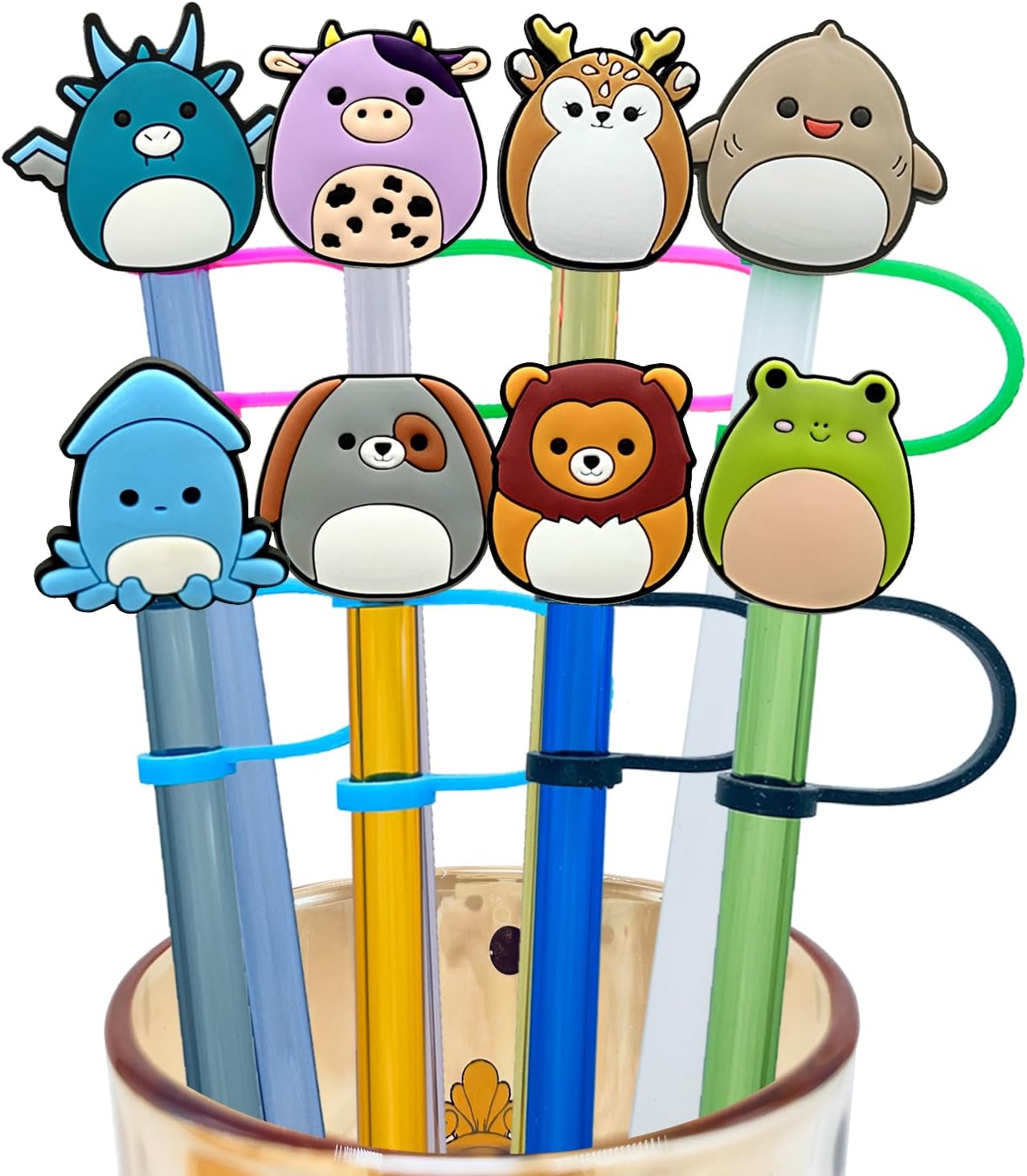 Amazon.com: Kleeblatt Animal Dolls Straw Covers Cap, 8pcs Cute Silicone ...