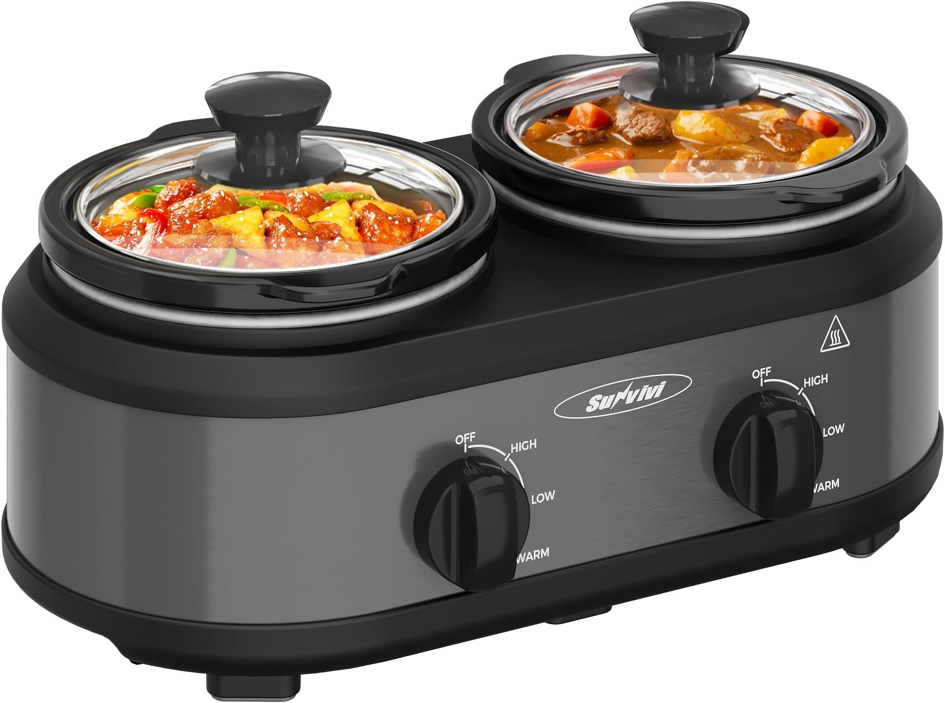 Amazon.com: Megachef Triple 2.5 Quart Slow Cooker and Buffet Server in ...