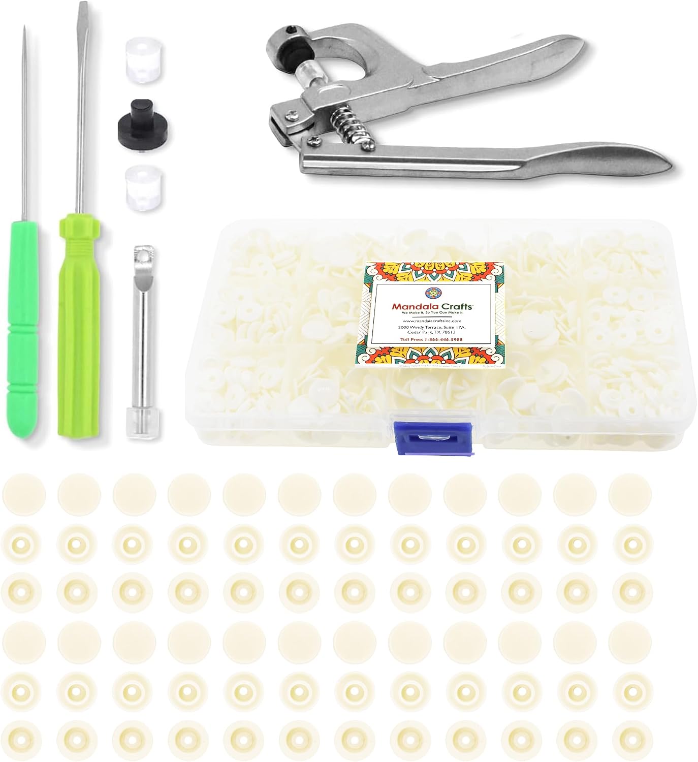 Amazon.com: Mandala Crafts 150 Sets Size 20 12mm 1/2 Inch T5 Ivory No ...