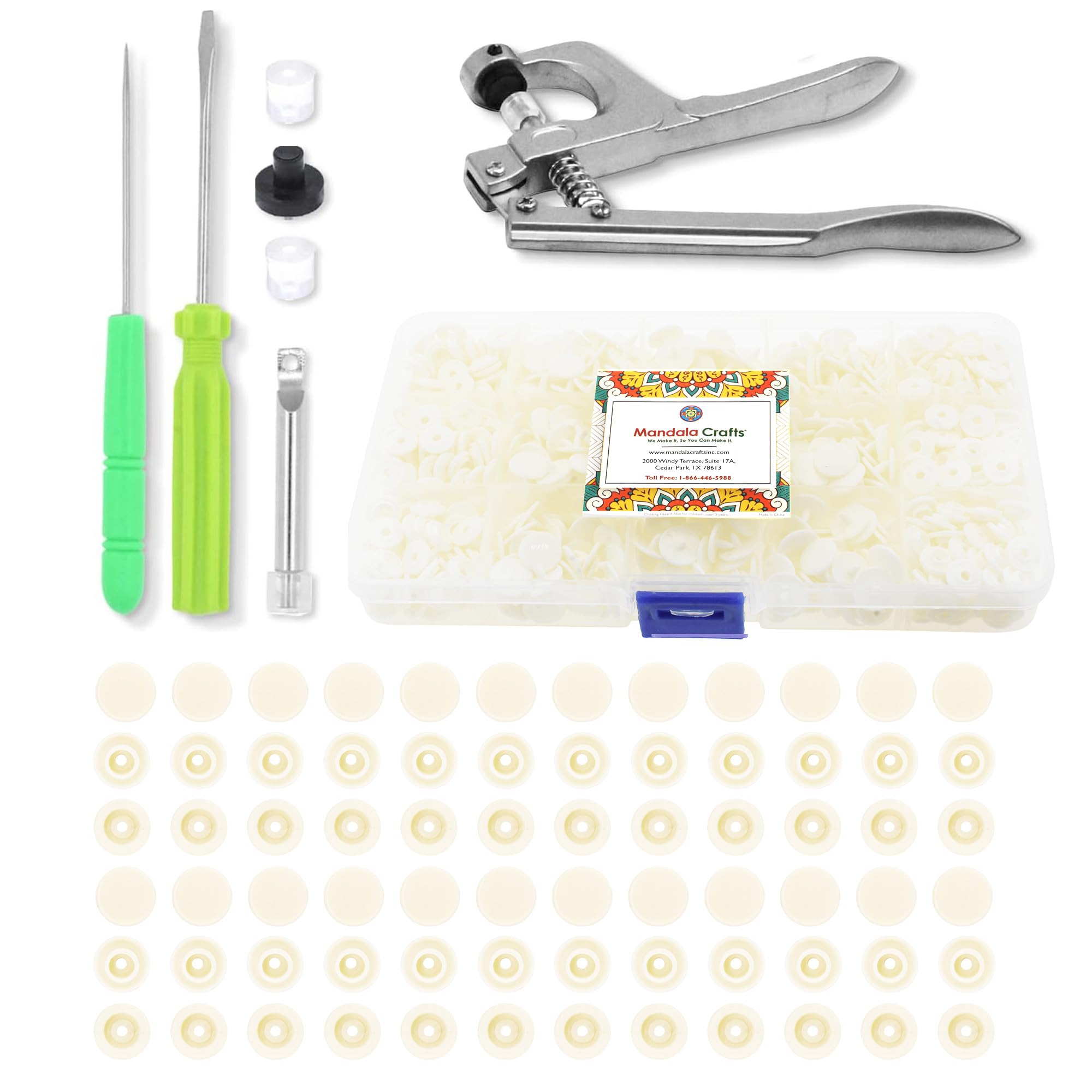 Amazon.com: Mandala Crafts Ivory Plastic Snaps Fasteners Kit & Snap ...