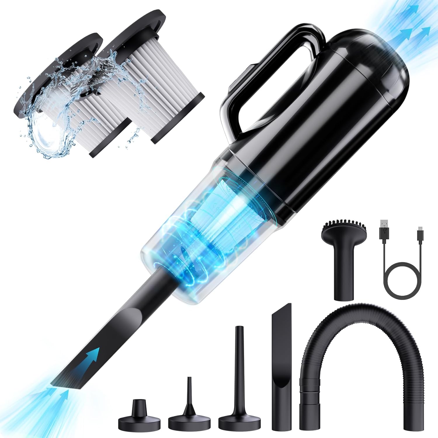 LAMA Car Vacuum Cleaner Cordless, 12000PA Powerful Suck and Blow 2 In 1 Handheld Vacuum Cleaner ...