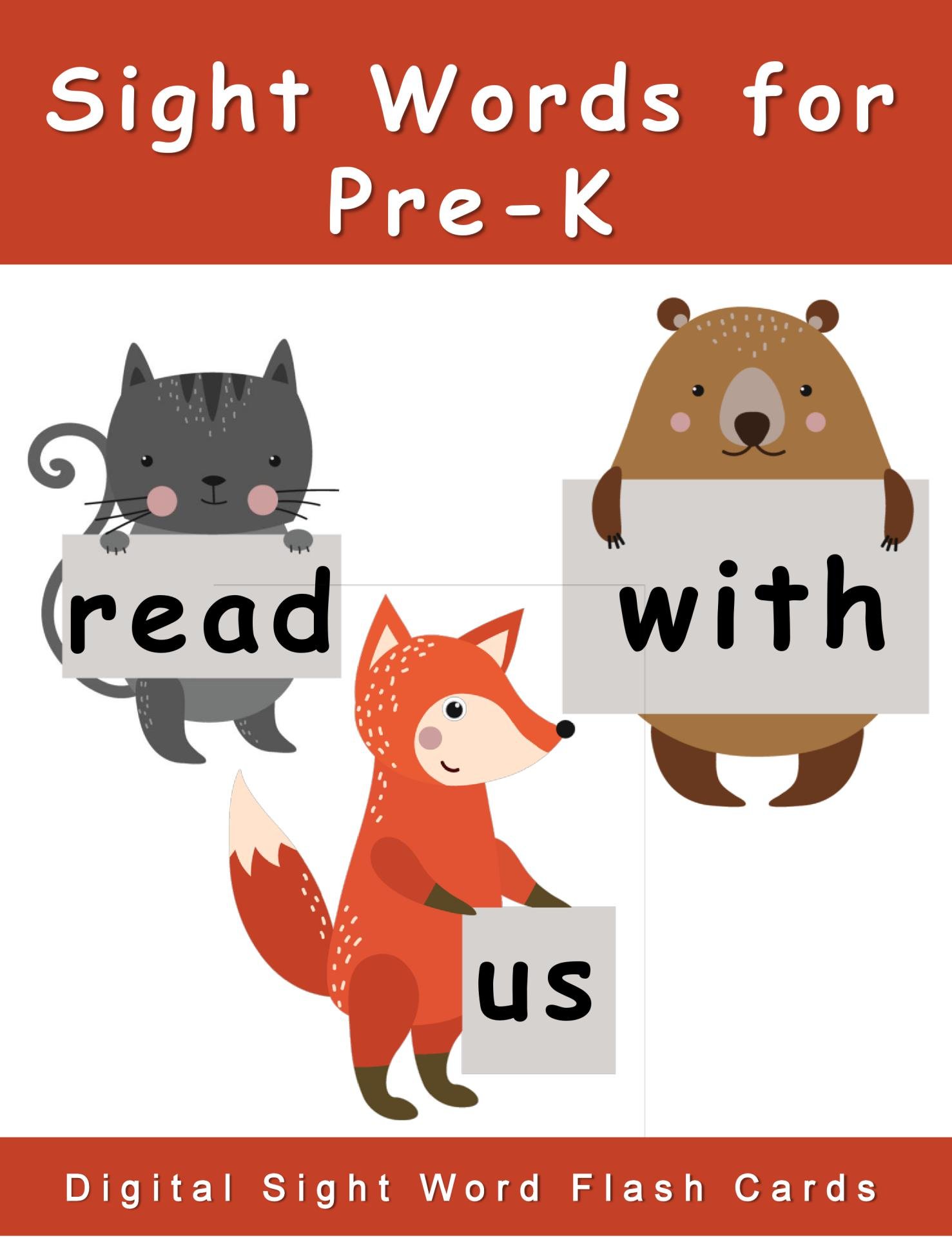 Buy Words for Pre-K: Digital Words Flash Cards (Dolch Words Activities ...
