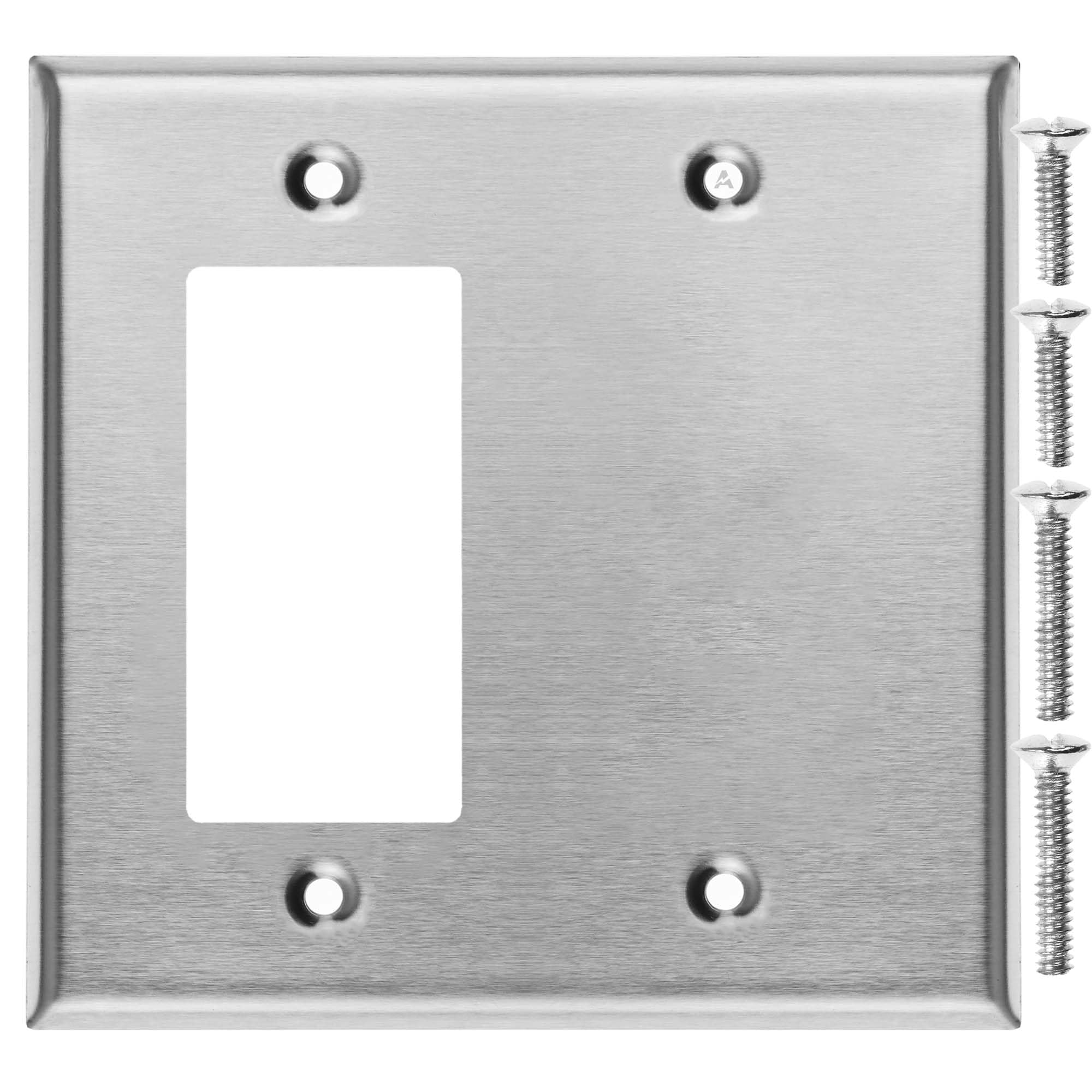 Stainless Steel Rocker Switch Cover, Metal Wall Plate, 2 Gang Standard ...