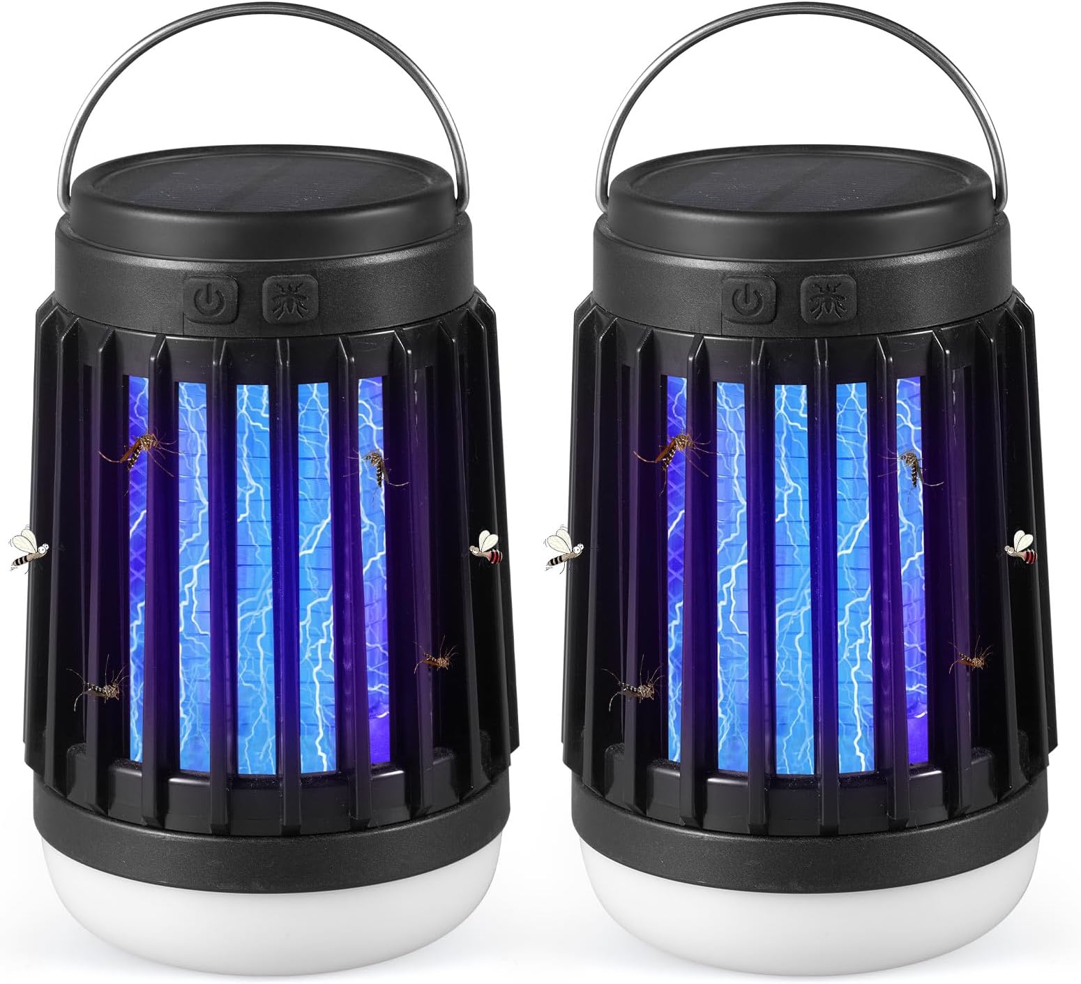 Amazon.com : 2 Pcs Solar Bug Zapper Outdoor Waterproof Portable Bug ...