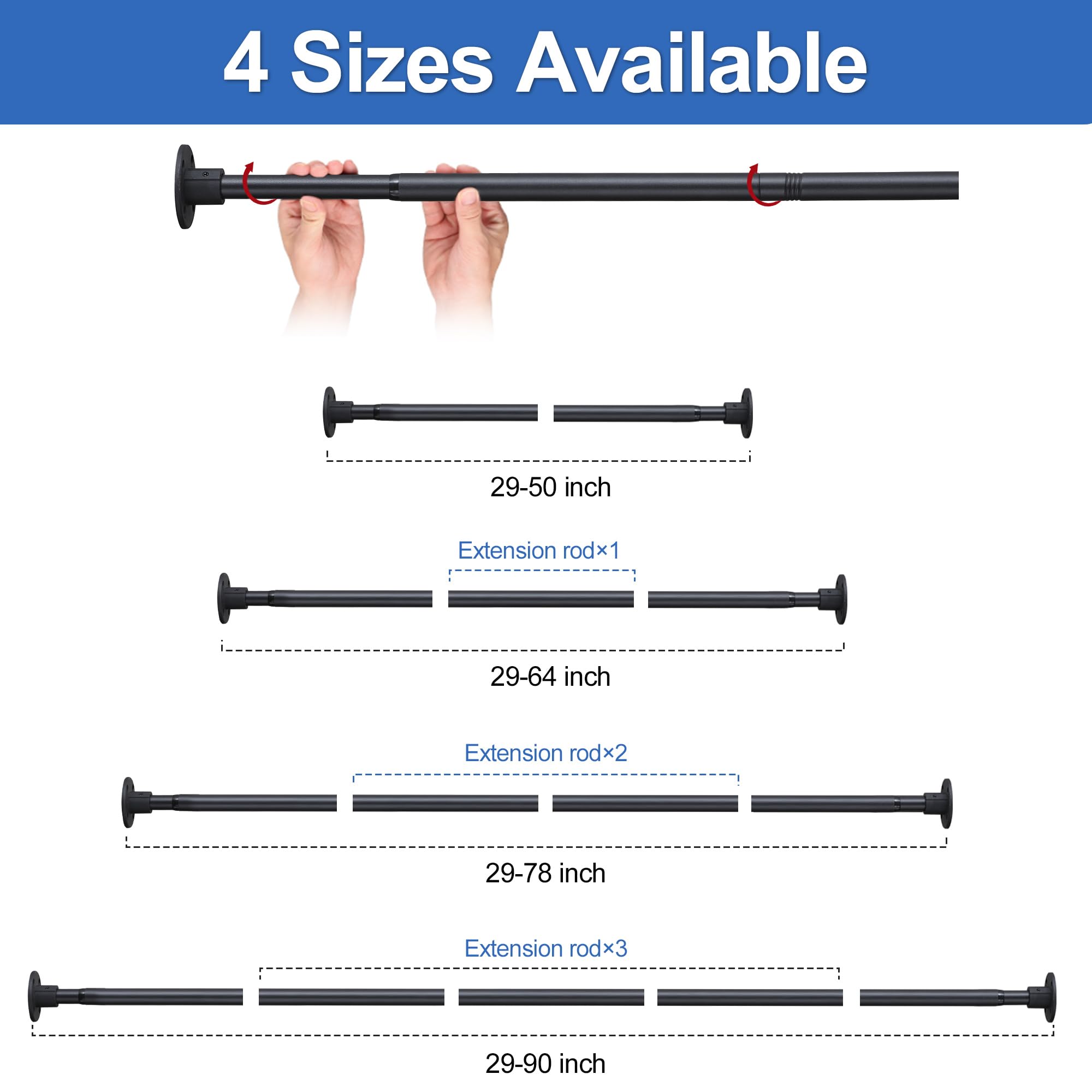 Snapklik.com : Black Shower Curtain Rod Wall Mounted - Industrial ...