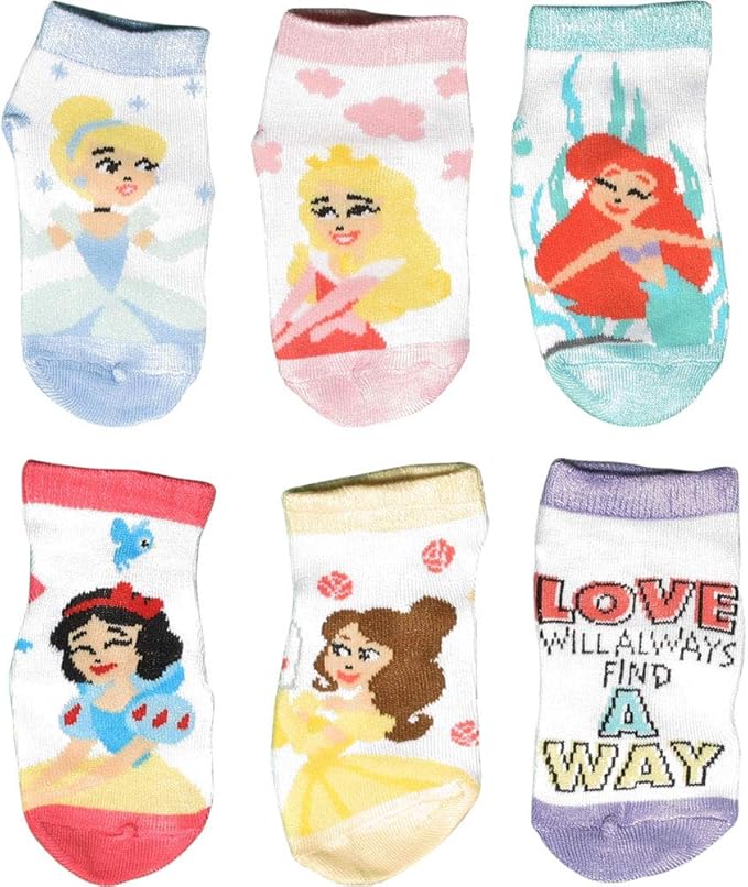 Amazon.com: Disney Princess Little Girls' Character Socks 6 Pack Size ...