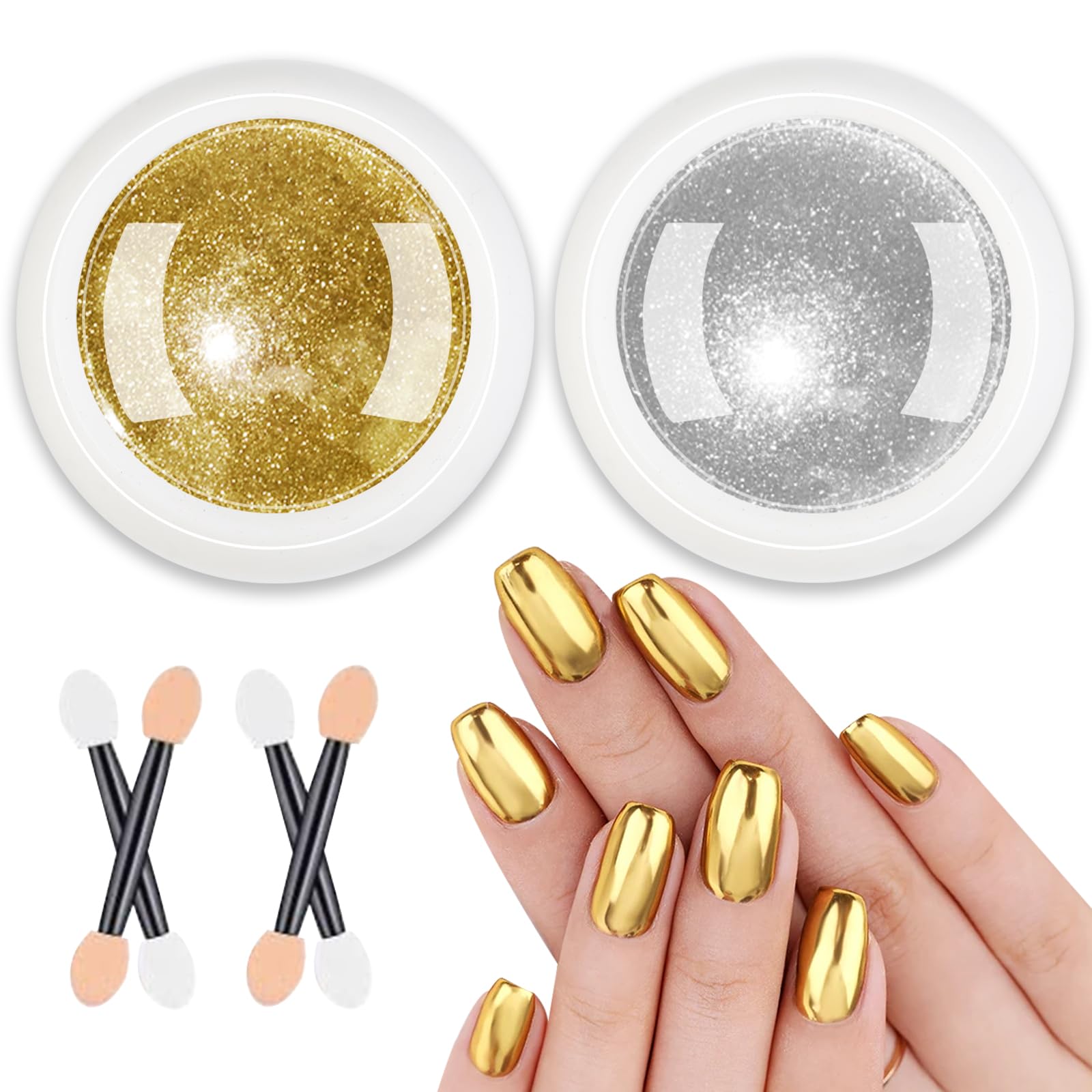 BISHENGYF Gold Chrome Nail Powder - Metallic Mirror Effect Nail Chrome ...