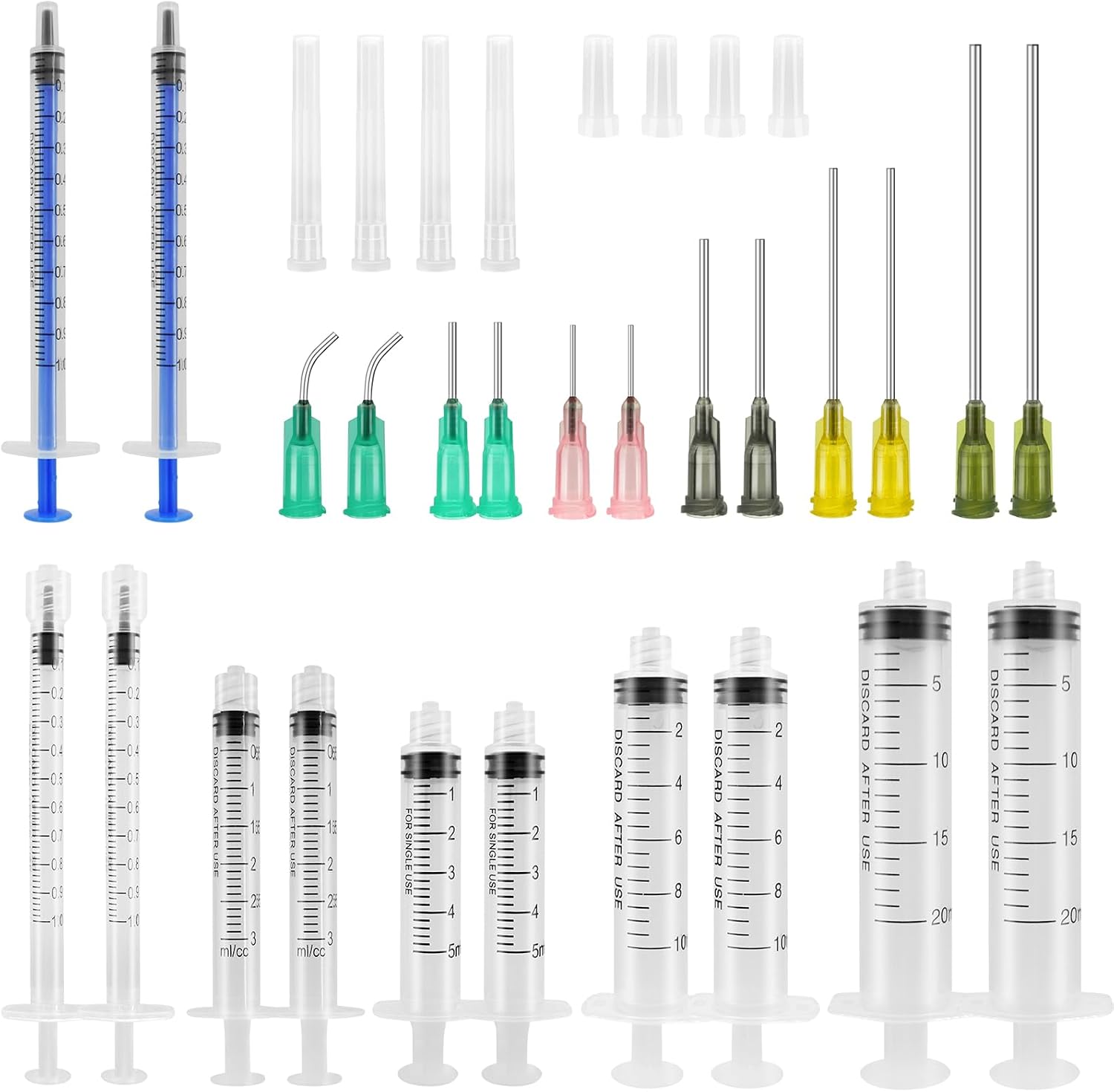 TRUEIN 24 Pcs Colostrum Syringe, 1ml 3ml 5ml 10ml 20ml Plastic Syringe ...