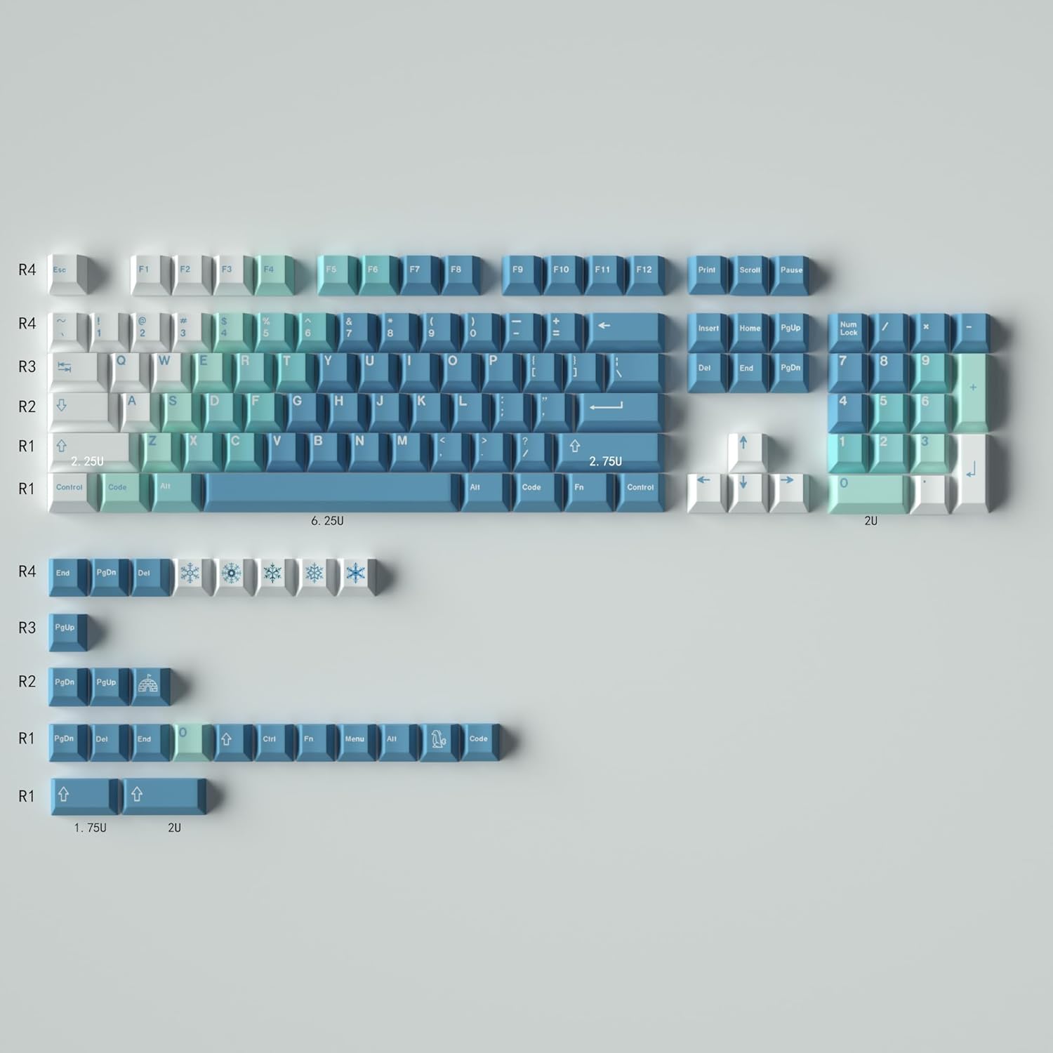 Amazon.com: GeRRiT GMK Yeeti Snow Monster Keycaps Blue and White ...