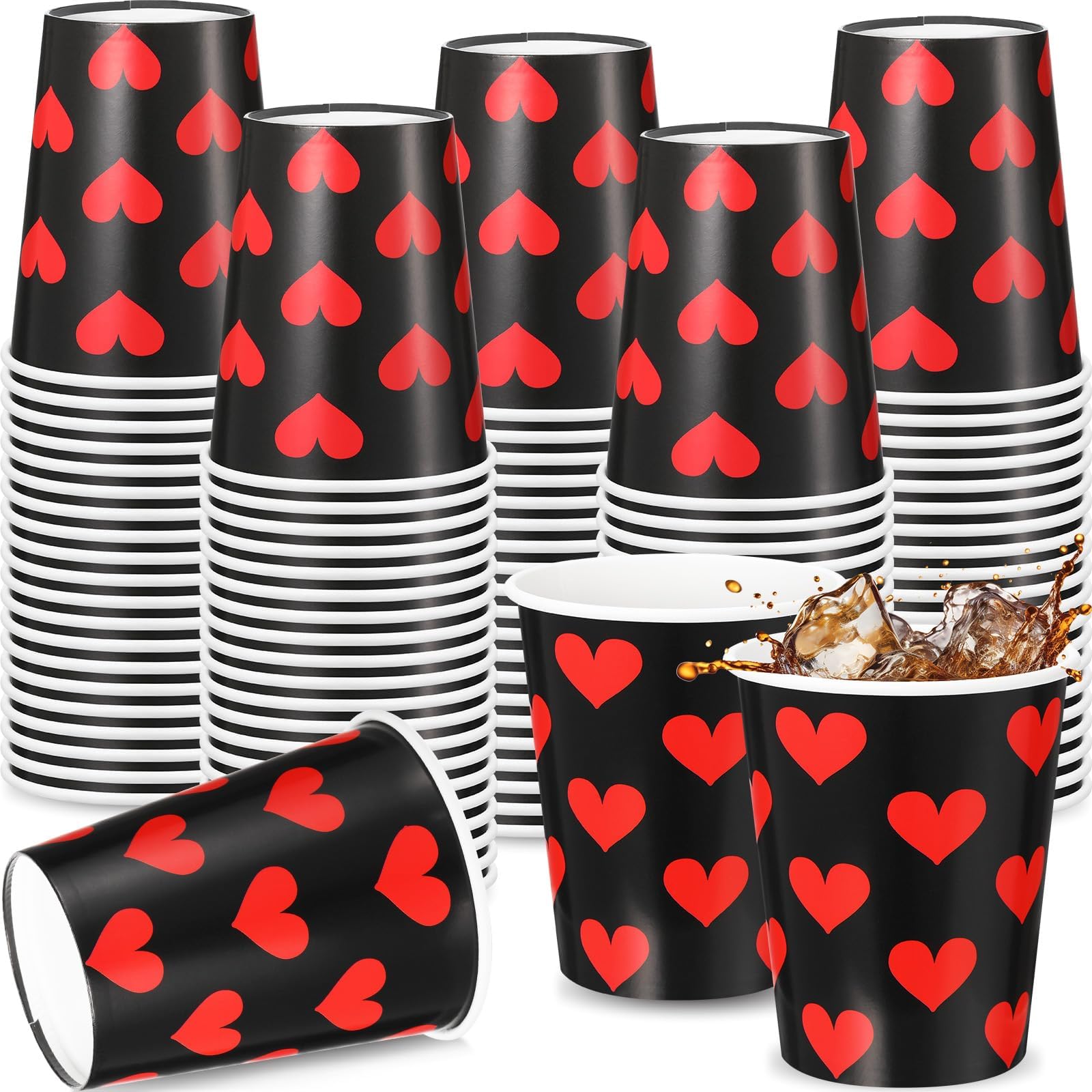 Amazon.com: Hushee Valentine's Day Paper Cups Hearts 9 oz Disposable ...