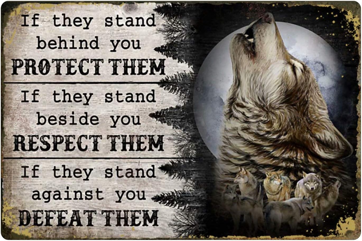 Amazon.com: Retro Motivational Slogan Wolf Metal Tin Sign If They Stand ...