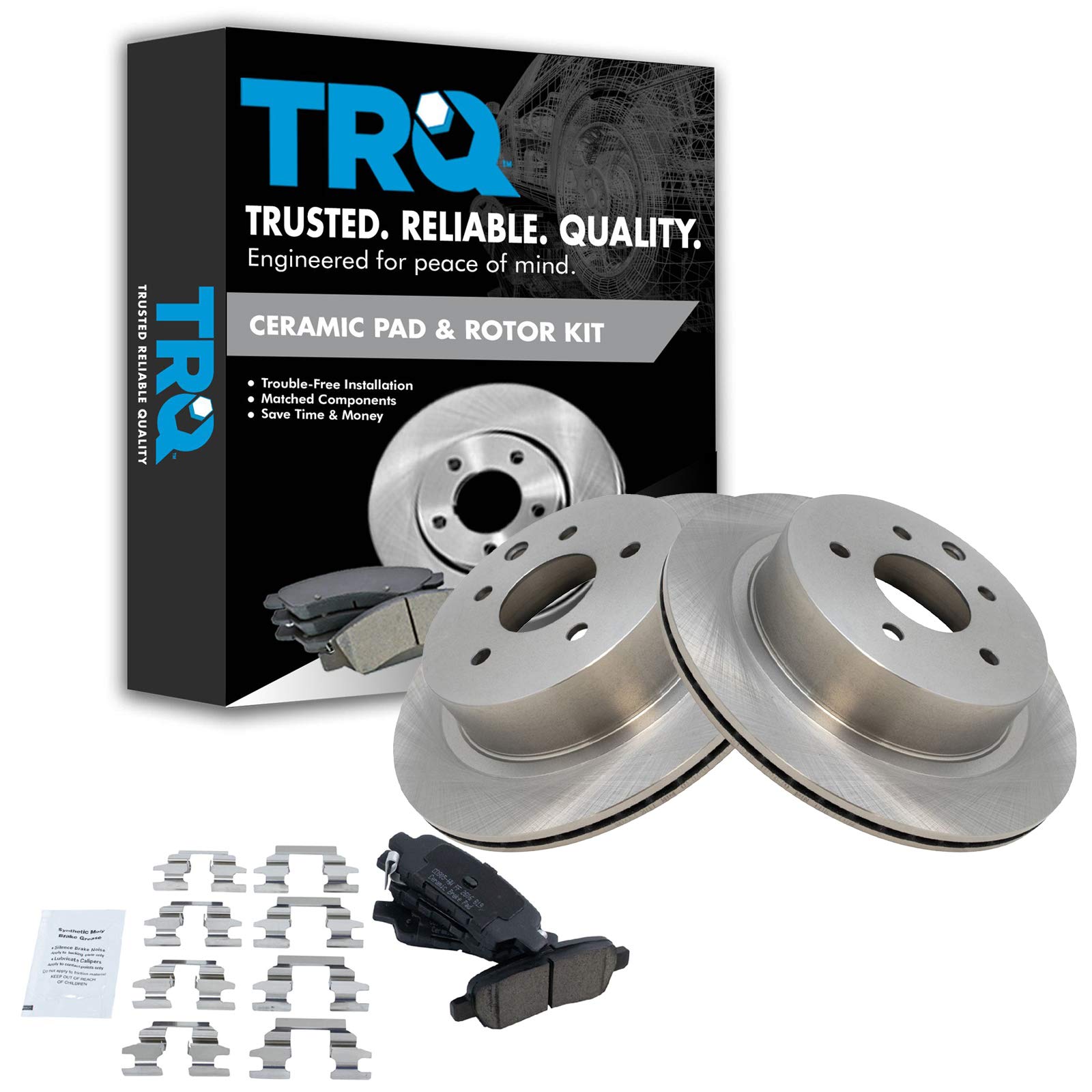 Amazon.com: TRQ Rear Brake Pad & Rotor Kit Brake Pads Brake Rotor ...