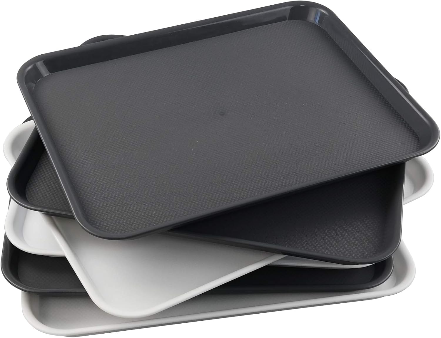 Waikhomes Set of 6 Non Slip Serving Trays, Plastic Retangular Fast Food ...
