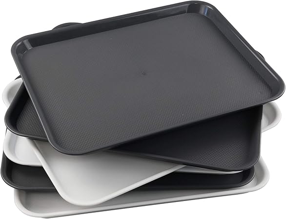 Waikhomes Set of 6 Non Slip Serving Trays, Plastic Retangular Fast Food ...