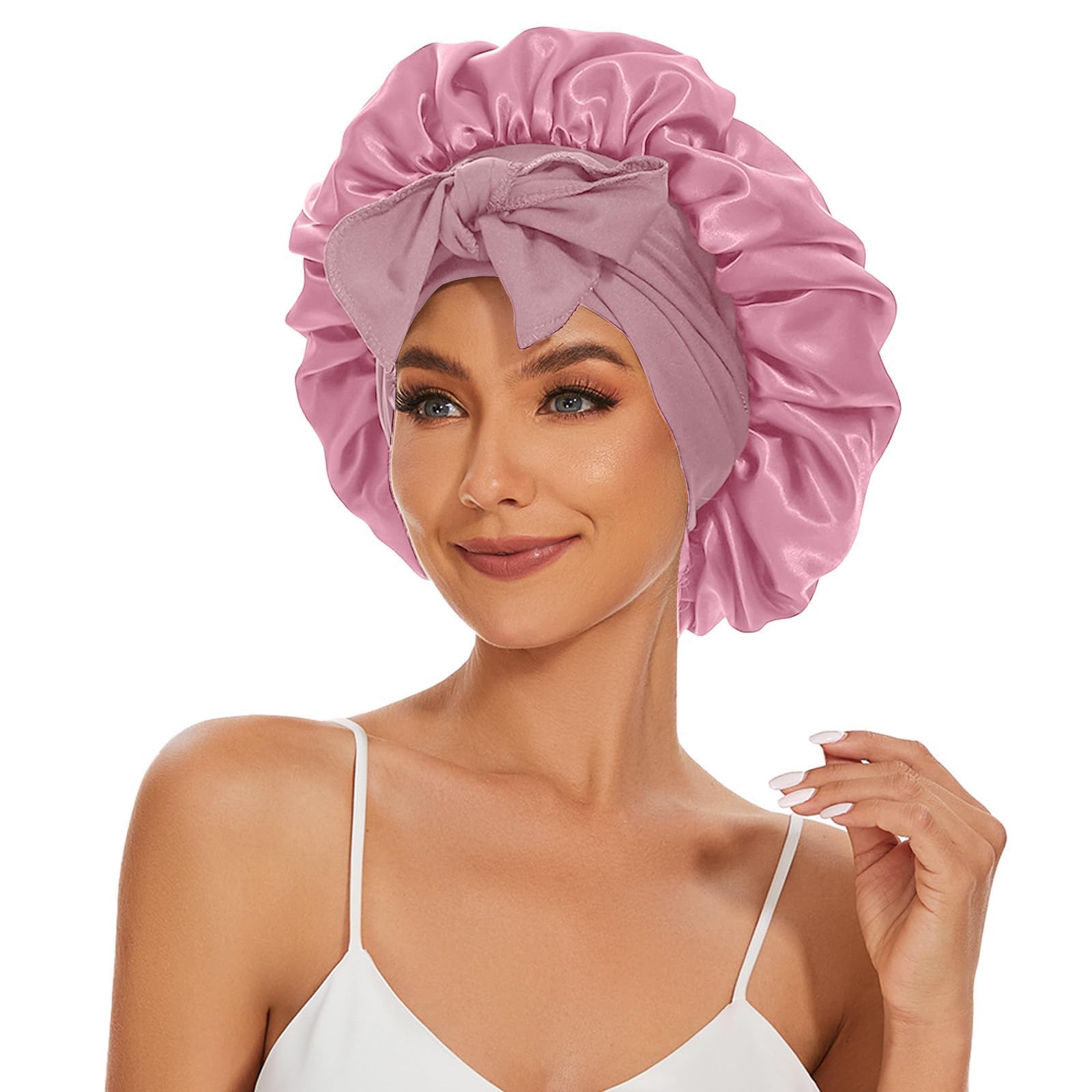Amazon.com : Satin Silk Bonnet Hair Bonnet for Sleeping Jumbo Sleep Cap ...