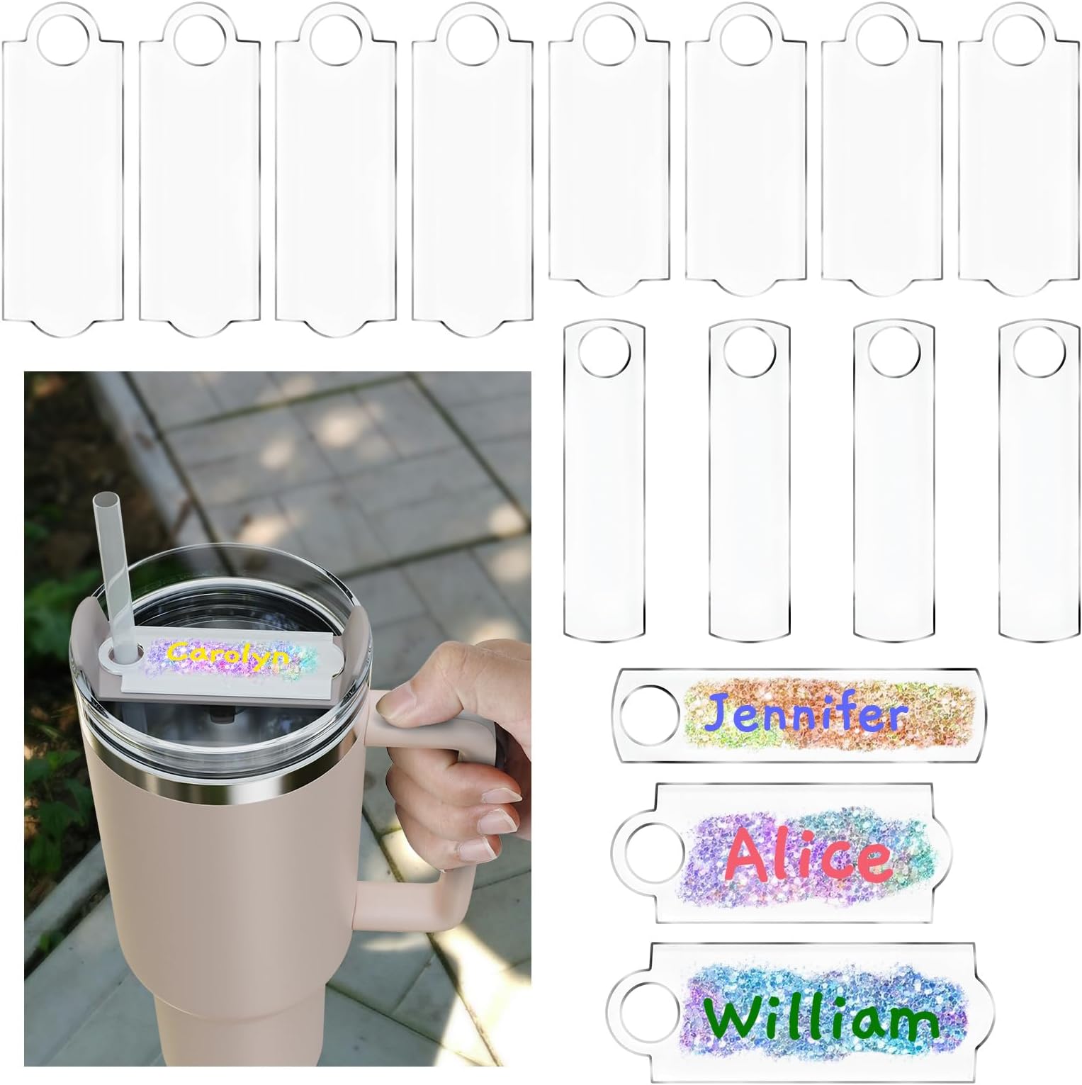 Amazon.com : 15PCS Name Labels for Stanley Cups H2.0 & 1.0 Acrylic Name ...