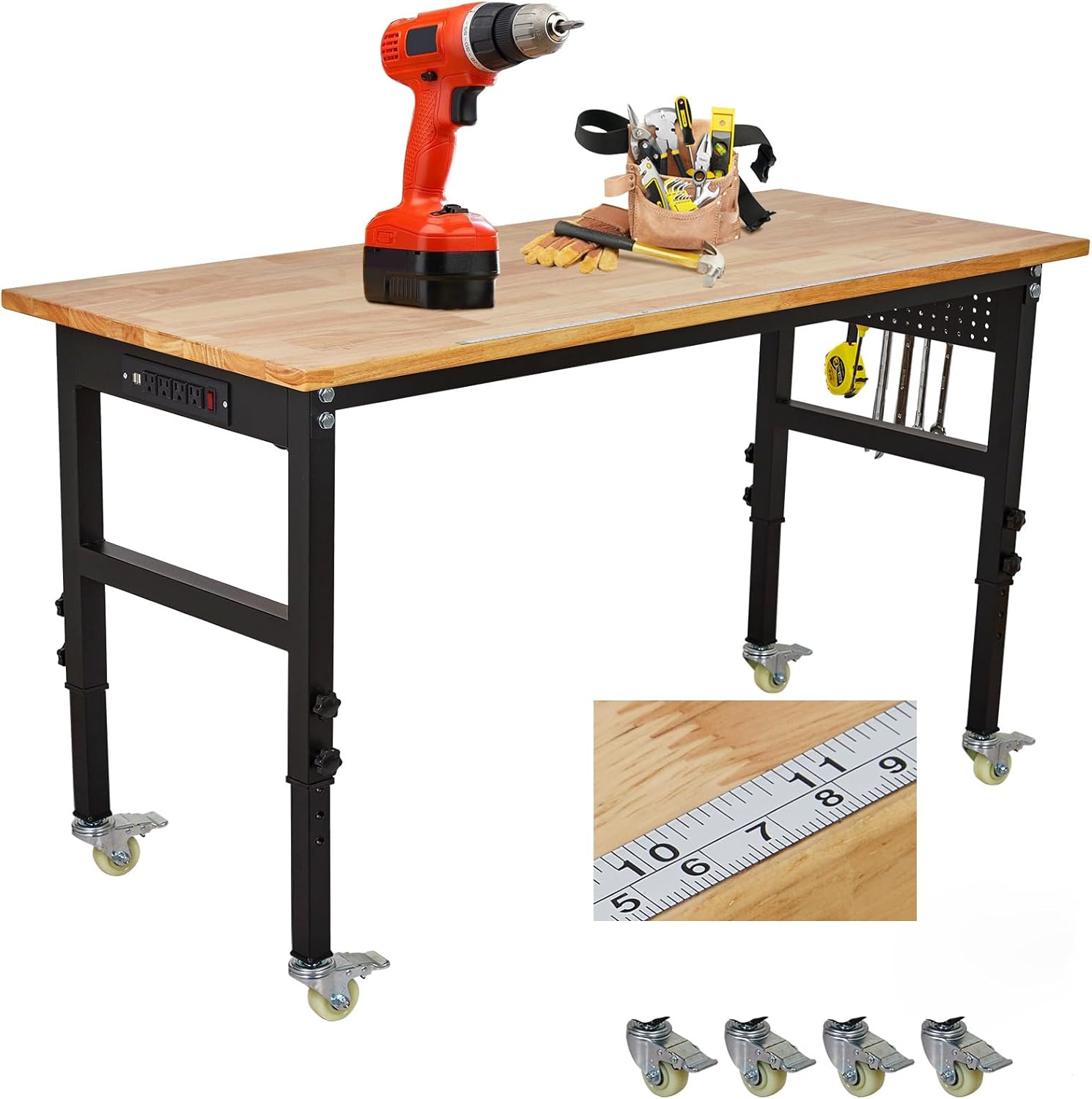 60" x 24" Workbench, MERXENG Heavy Duty Work Bench with Power Outlet ...